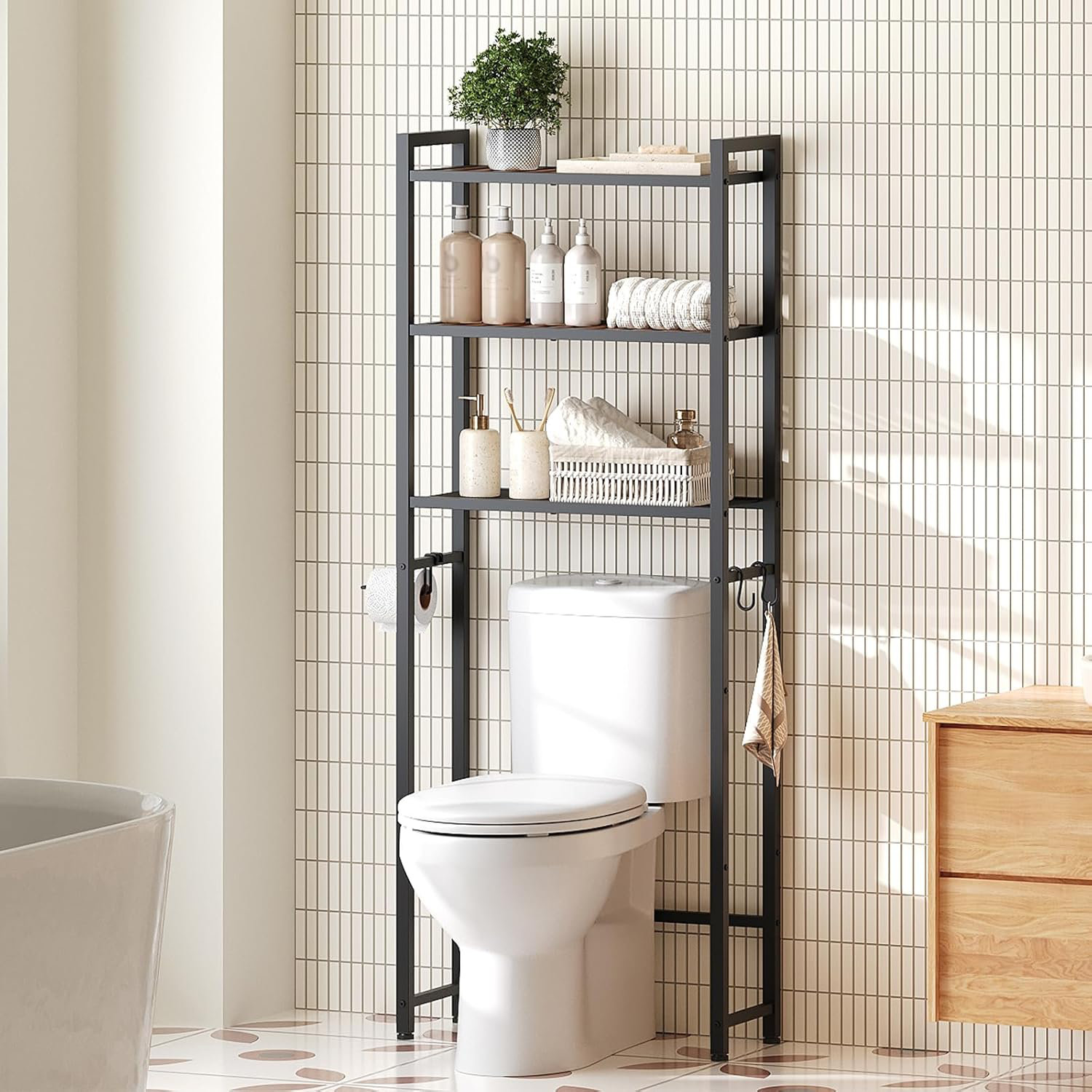 Latitude Run® Over The Toilet Storage, Bathroom Organizer Shelf With ...