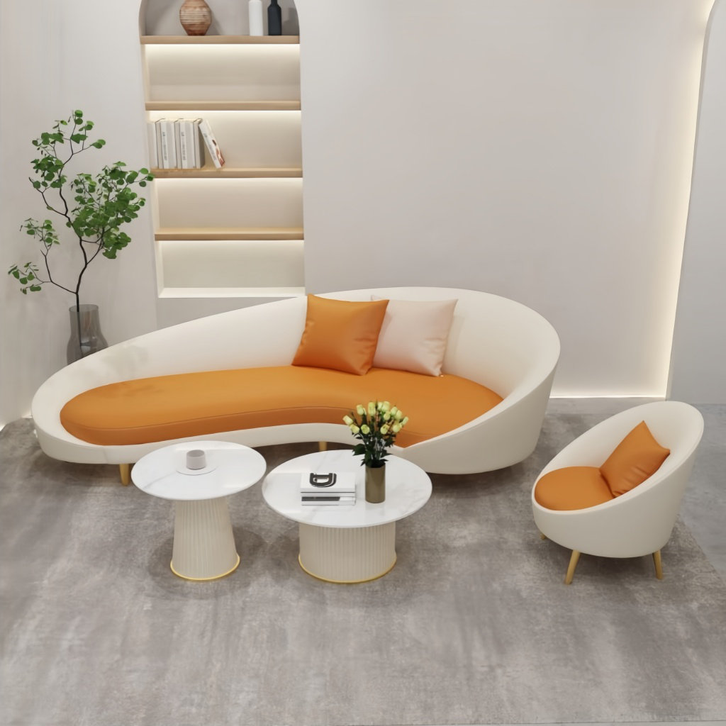 Lifton Simple Cream Style Sofa Coffee Table Combination 4 - Piece Faux ...