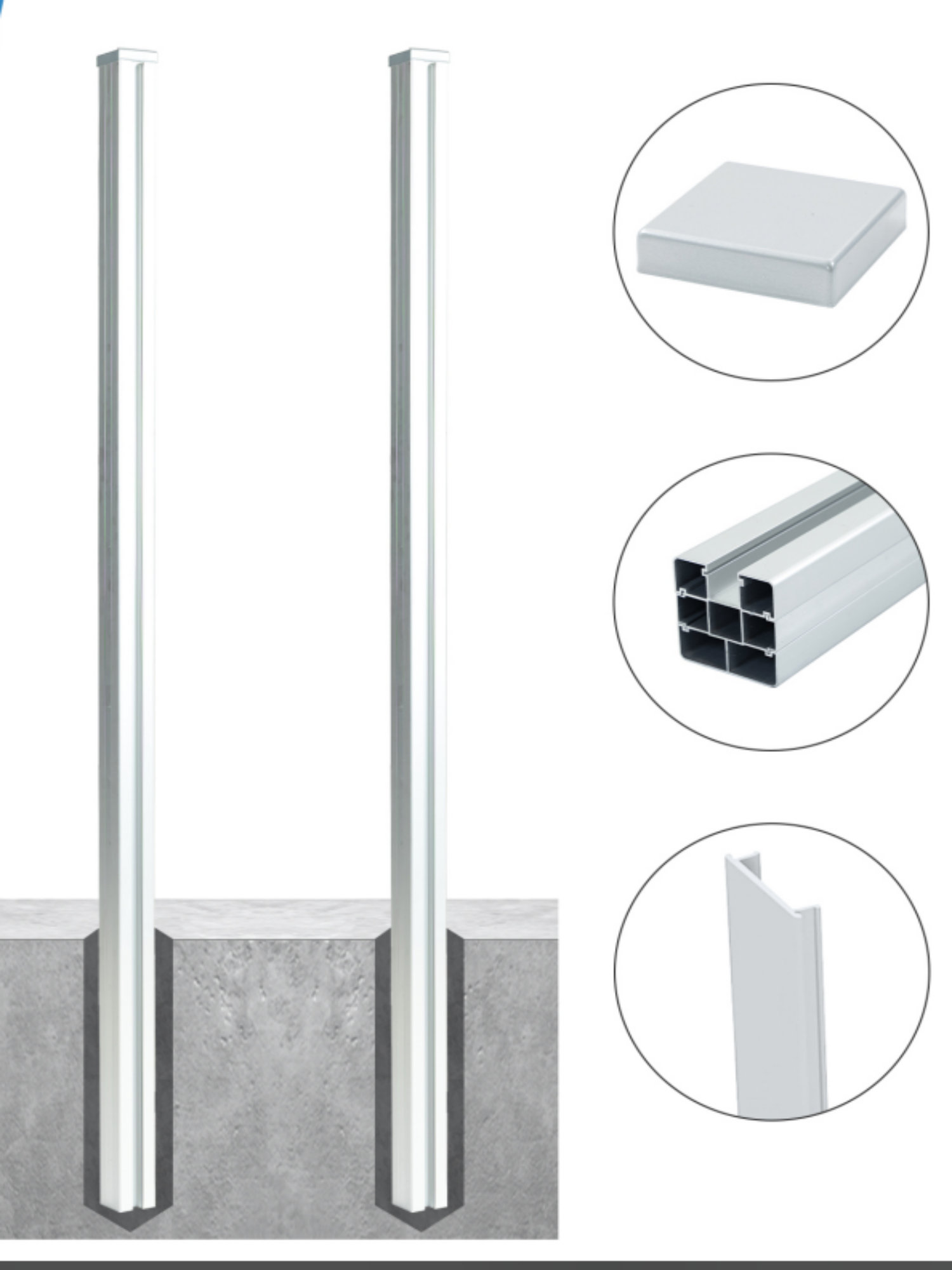 mondaria 8 Ft Silver In-Ground Fence Post - Set Of 2 | Wayfair