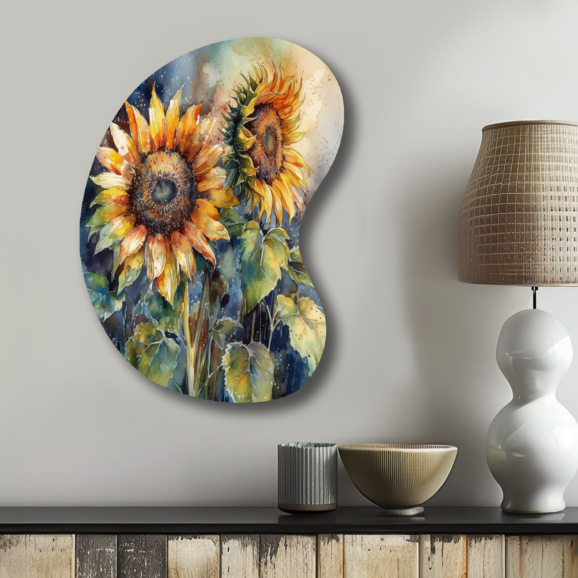 Design Art Yellow Sunflower Symphony II - Sunflower Unique Shape Metal ...