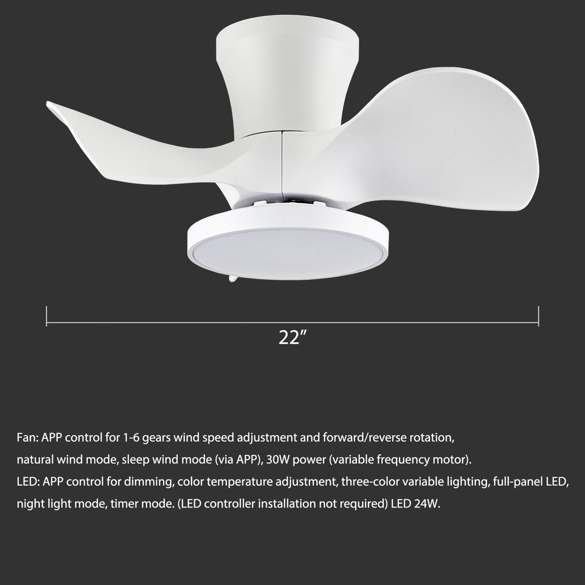 Ivy Bronx Nigel 22'' Ceiling Fan with LED Lights Way Day & Reviews ...