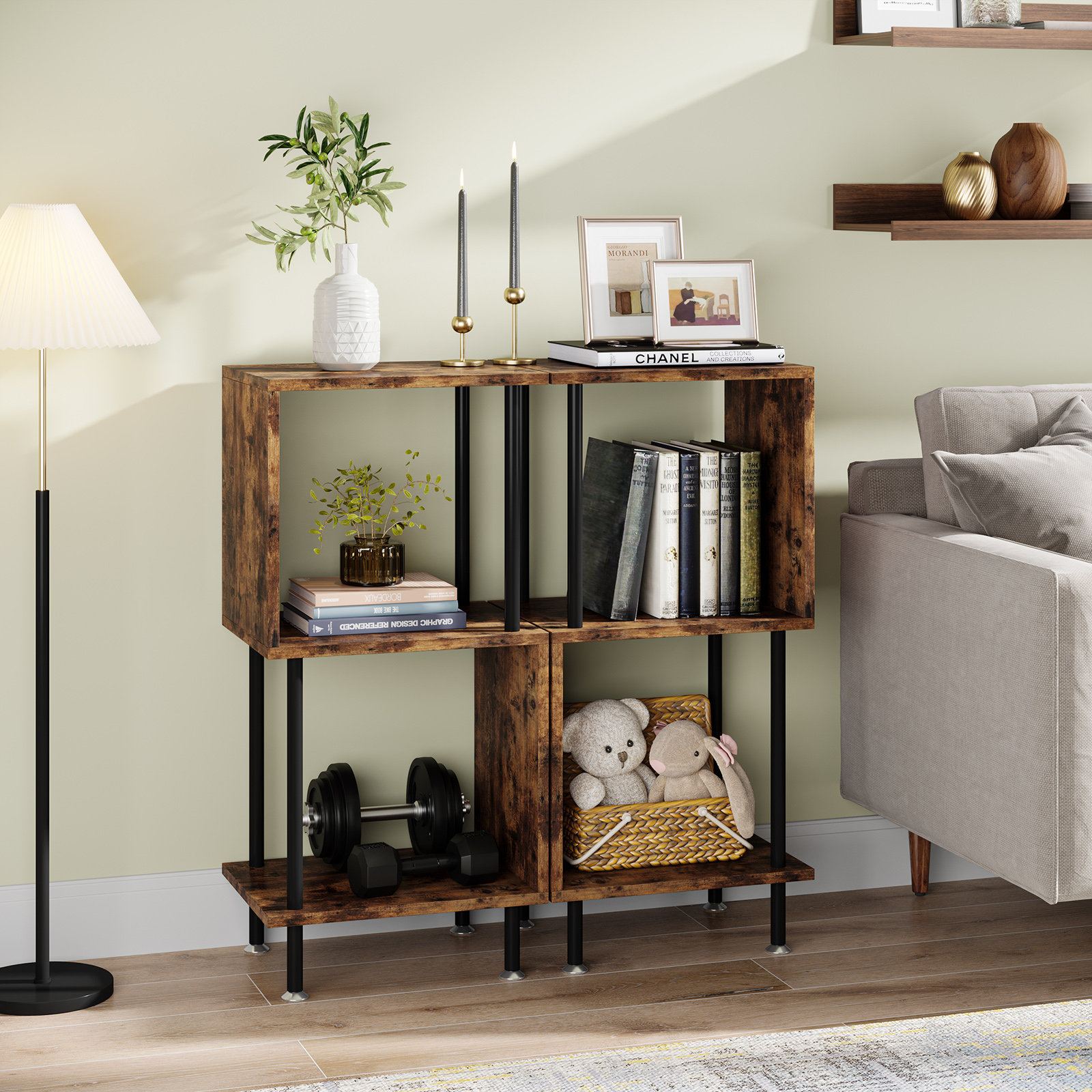 17 Stories Idalium Modular S-Shaped Artisan Bookshelf with Detachable ...