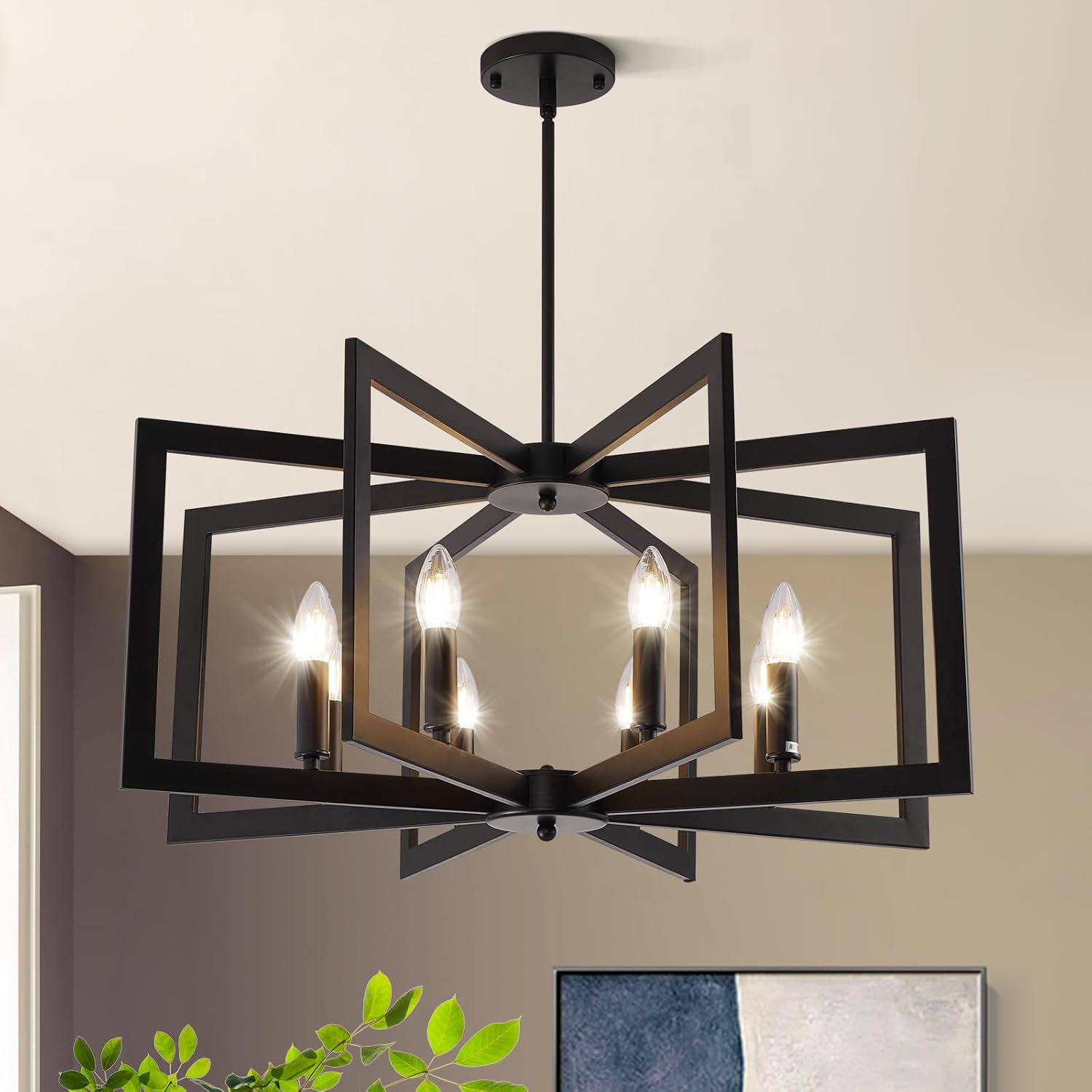 17 Stories Modern Geometric Chandelier With Adjustable Height ...