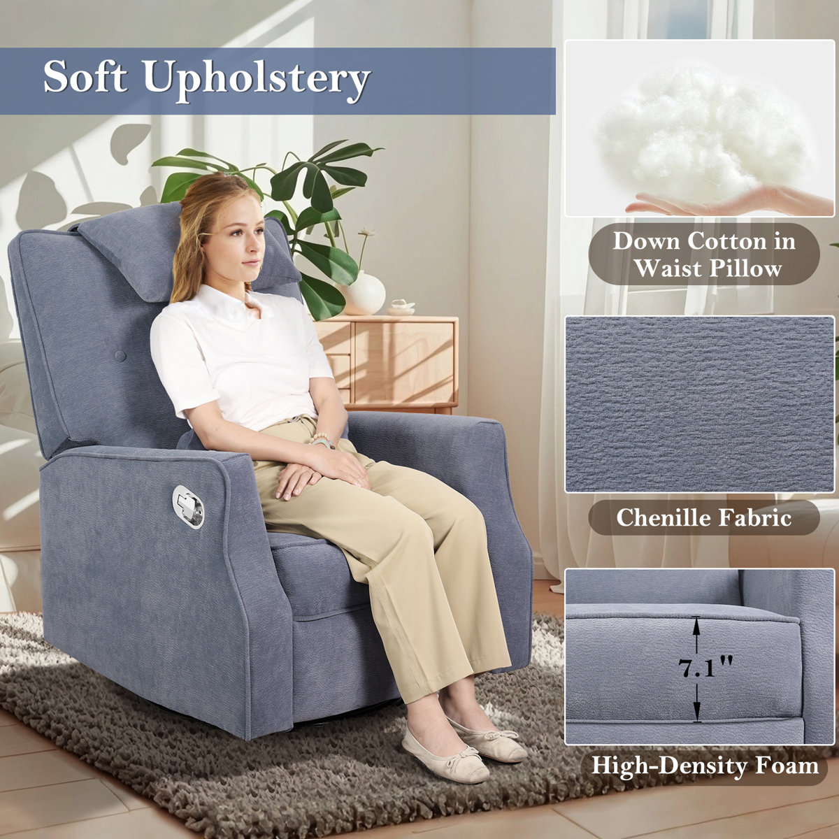 Winston Porter Swivel Rocker Recliner Chair, Glider Recliner Nursery ...