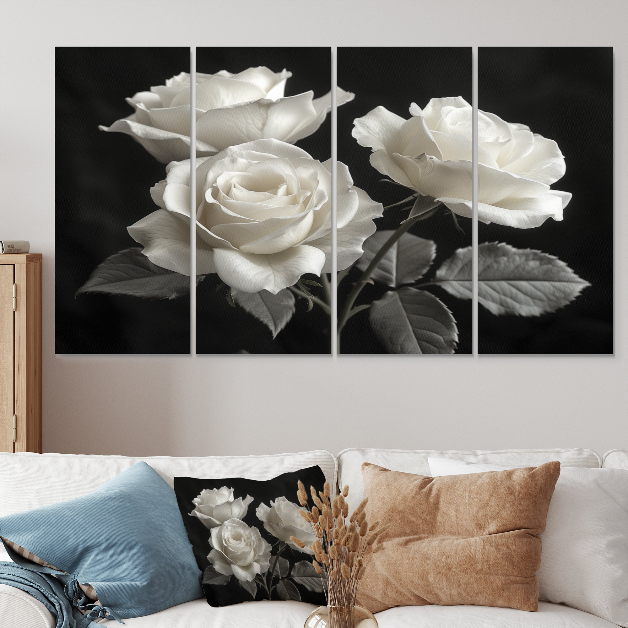 Latitude Run® Monochrome Black And White Roses Bloom II - Roses Wall ...