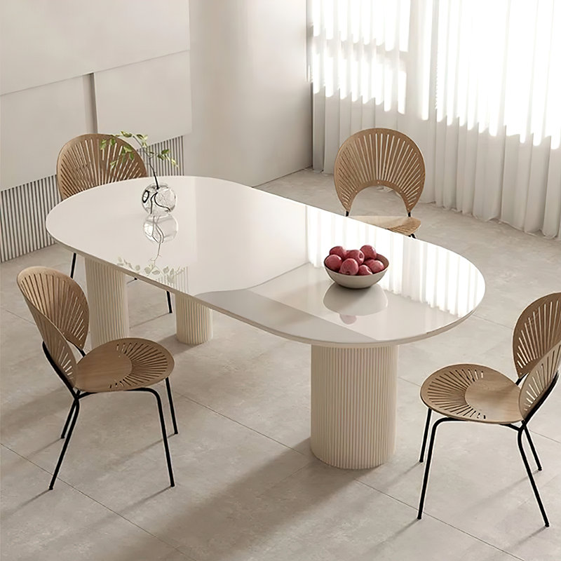 Brayden Studio® Gandee Modern Minimalist White Oval Dining Table | Wayfair