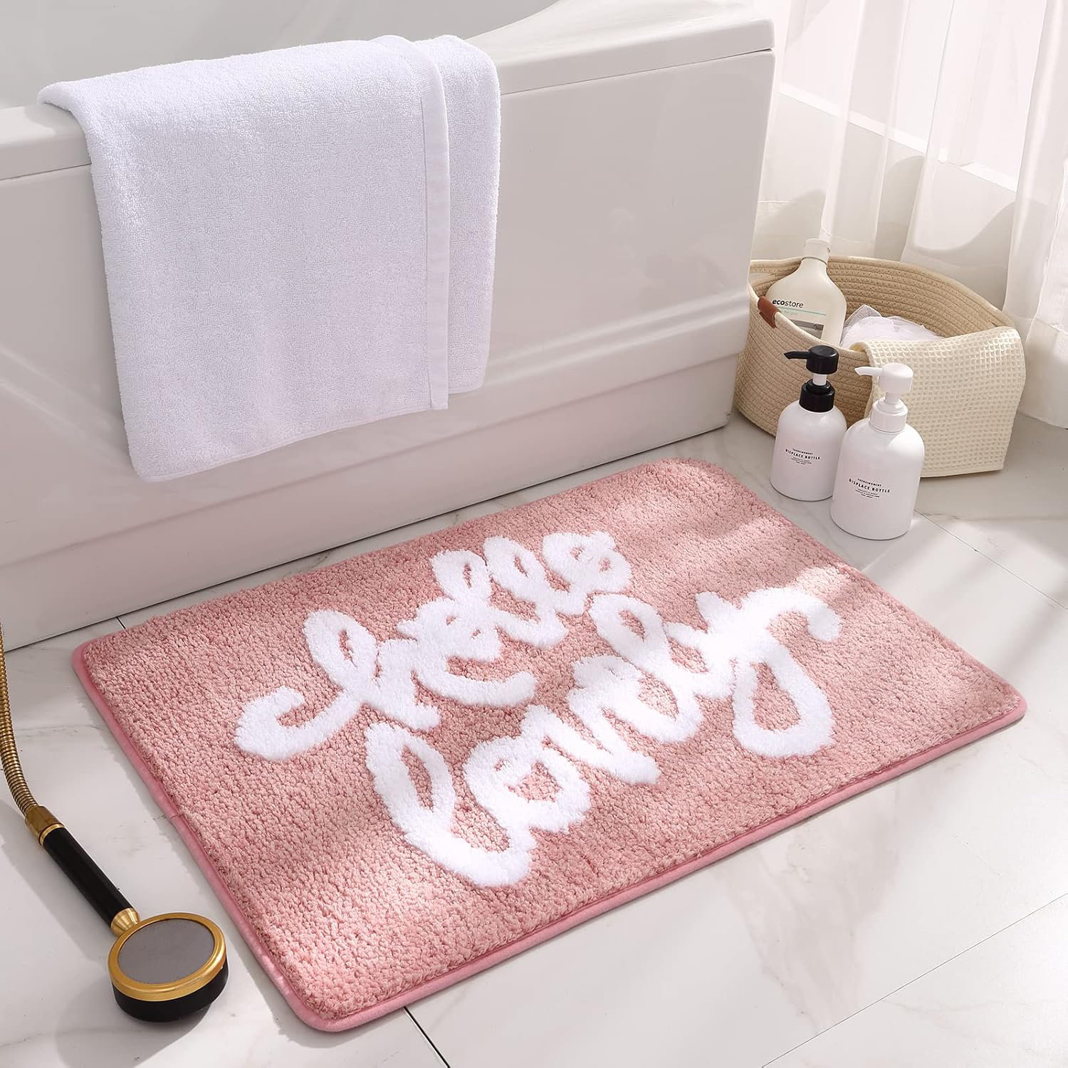 Trinx Lovely Soft Preppy Bathroom Decor Hot Pink Bathroom Rugs Water ...