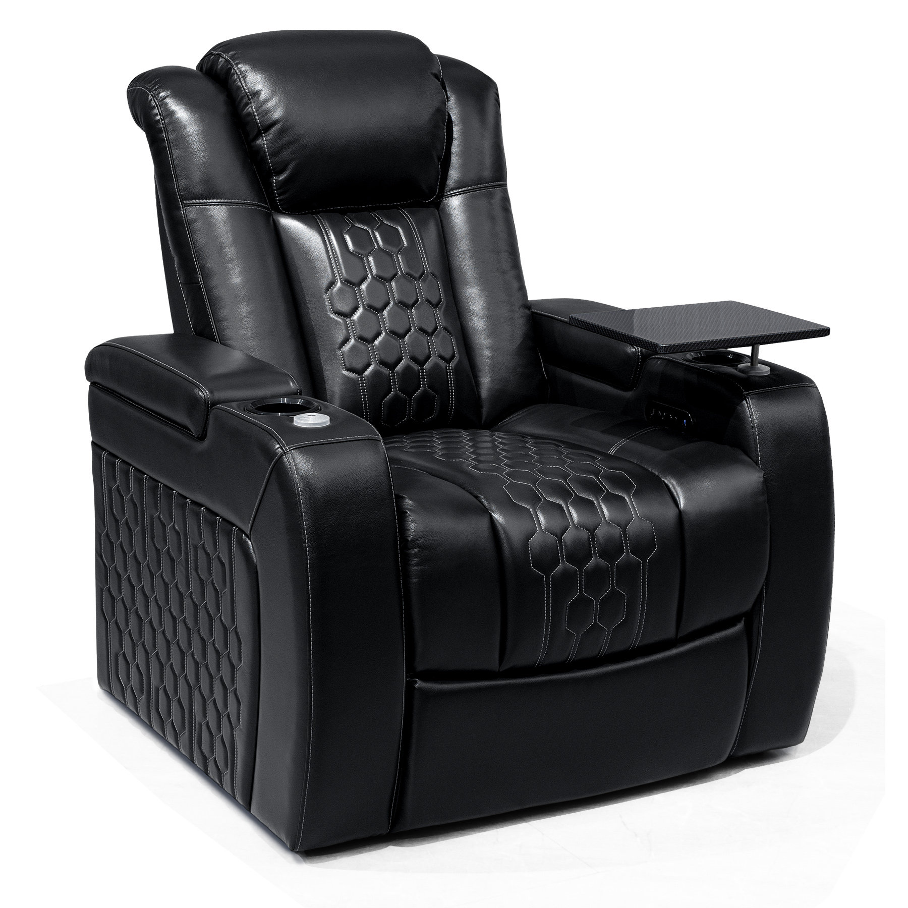 Latitude Run® Genuine Leather Home Theater Chair, Brown | Wayfair