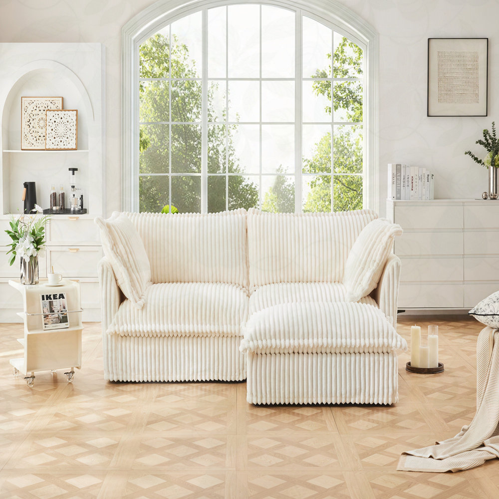 Latitude Run® Slipcovered Sectional 2 Seater Sofa Couch with ...