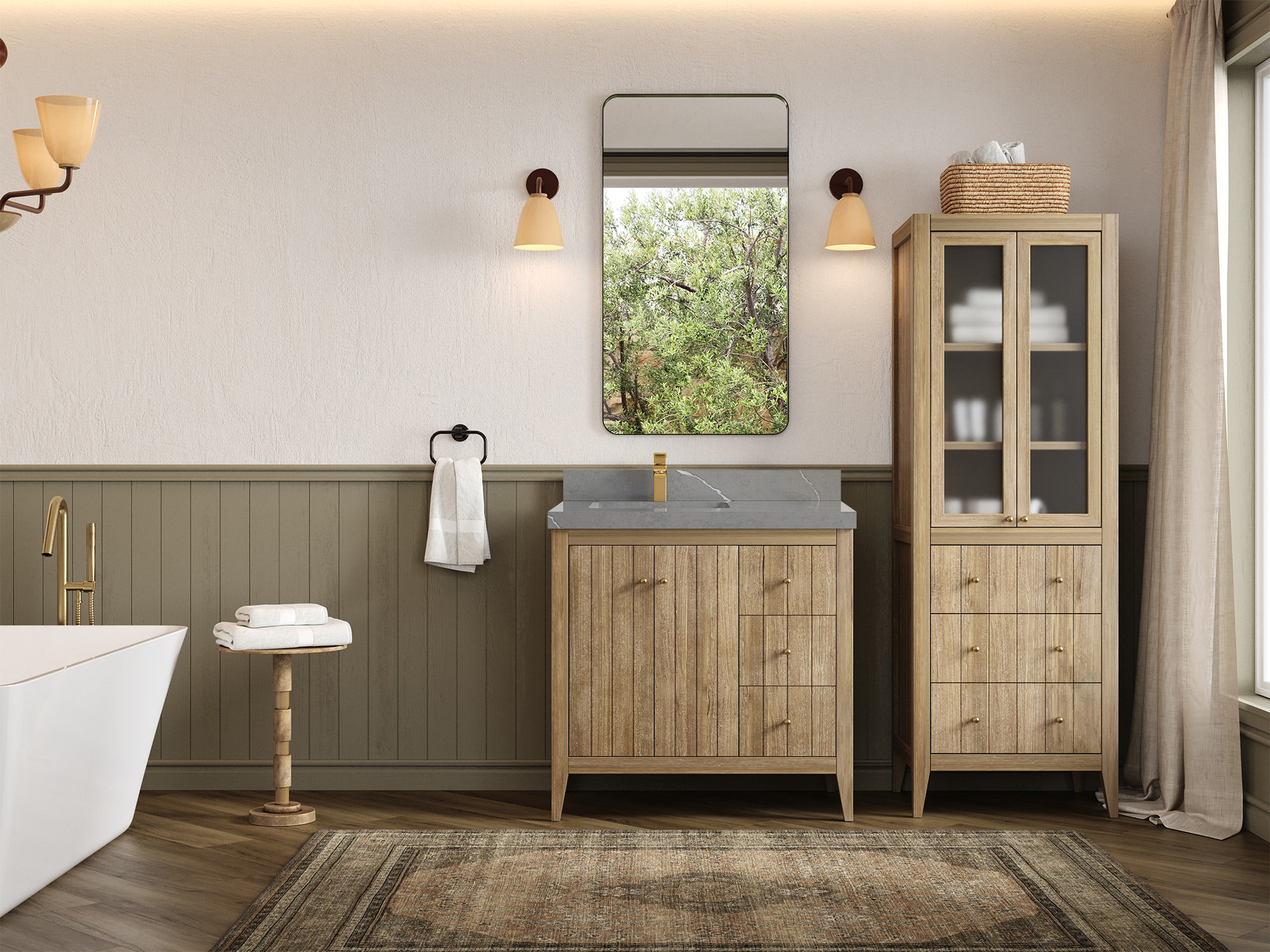 Willow Collections Atlanta Teak 22 In. D Left Offset Sink Bathroom ...