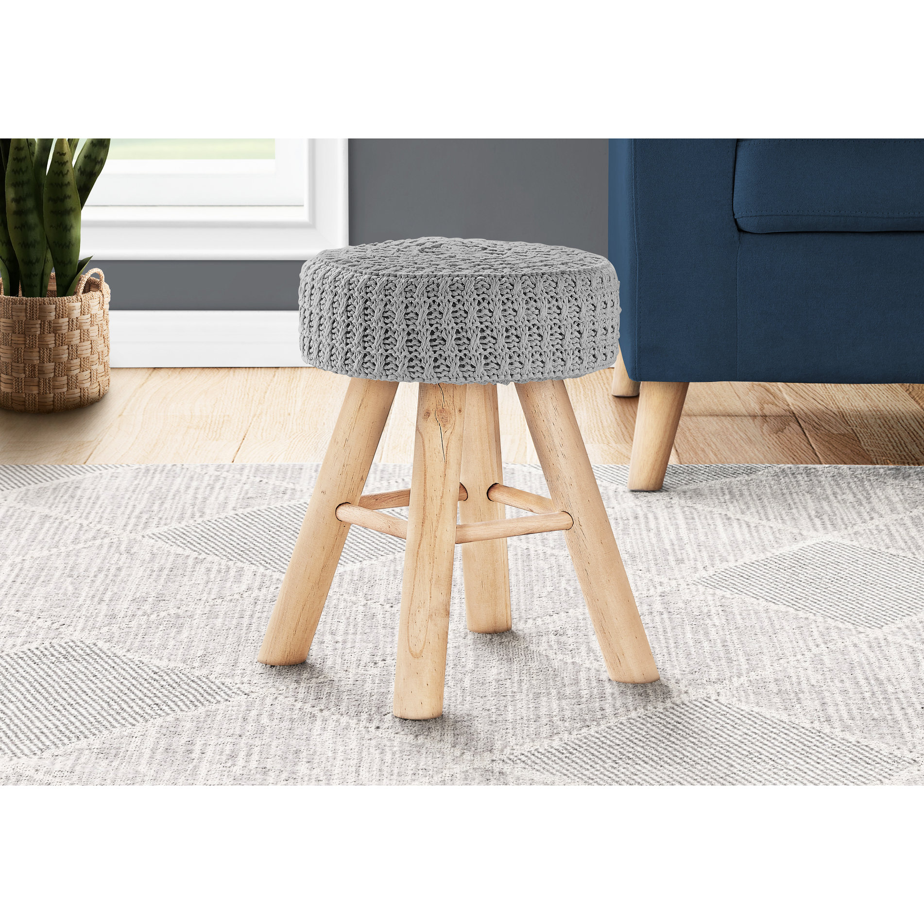 George Oliver 16.63 Inches Tall Grey With Stable Wood Legs Modern ...