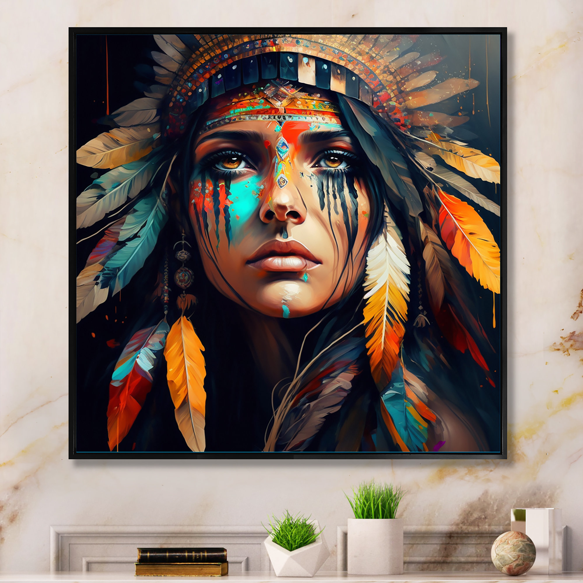 Langley Street Colorful Native American Woman III - Graphic Art on ...