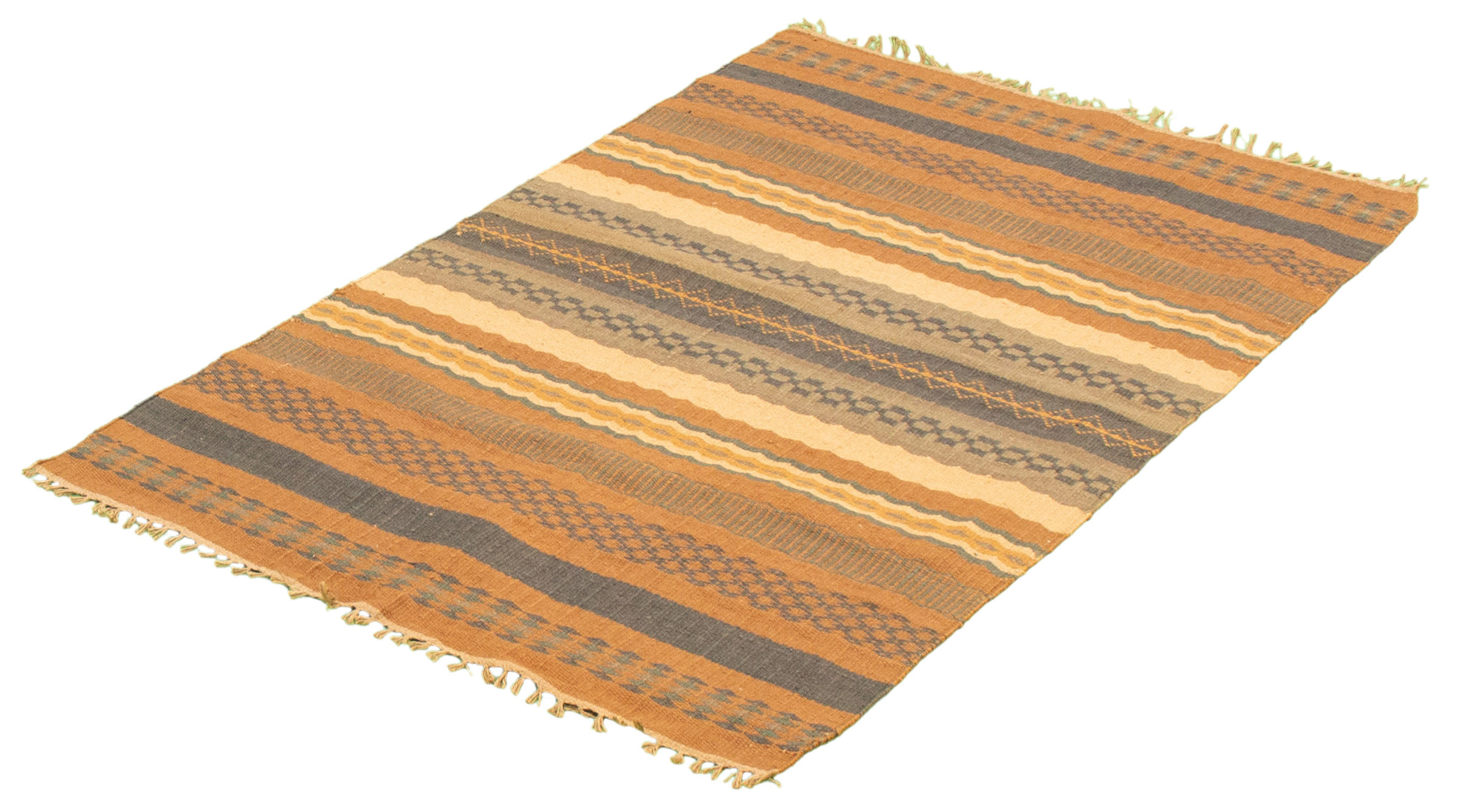 Foundry Select Geometric Handmade Kilim Wool Brown/Cream/Gray Area Rug ...