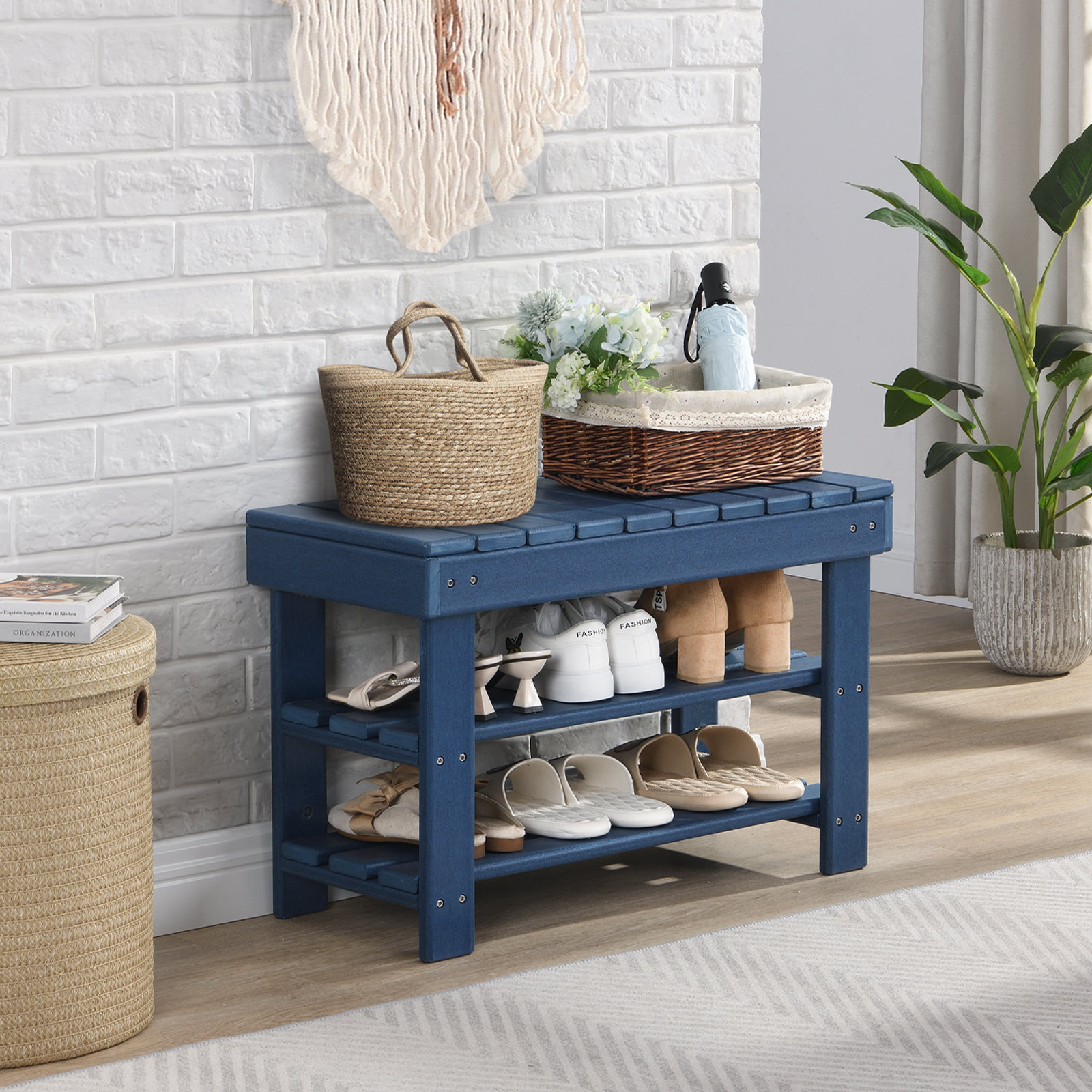 Ebern Designs Belem HDPE Storage Bench & Reviews | Wayfair