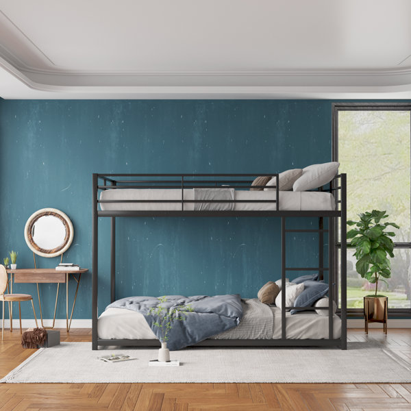 Isabelle & Max™ Full Over Full Metal Bunk Bed With Ladder Sliver | Wayfair
