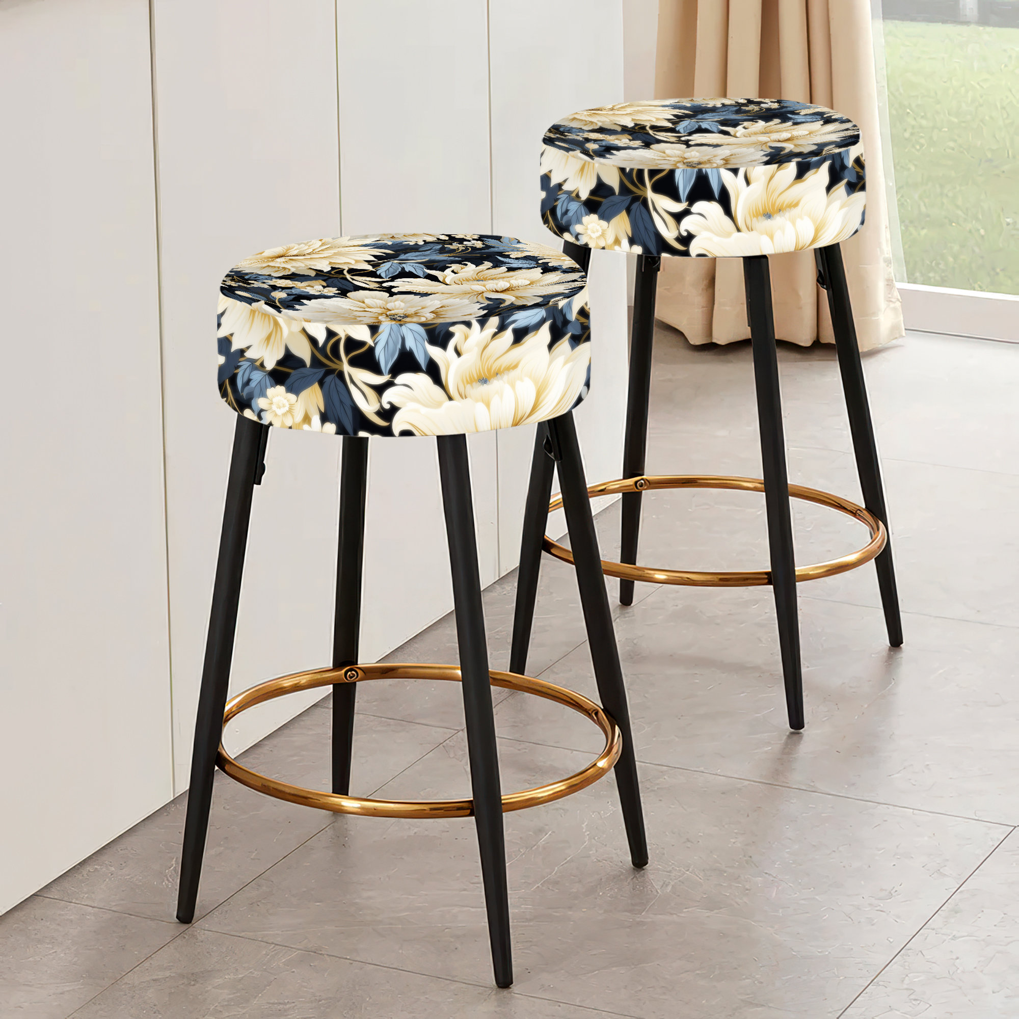 Design Art Damask Urban Retreat Fuse U - Damask Bar Stools Set Of 2 ...