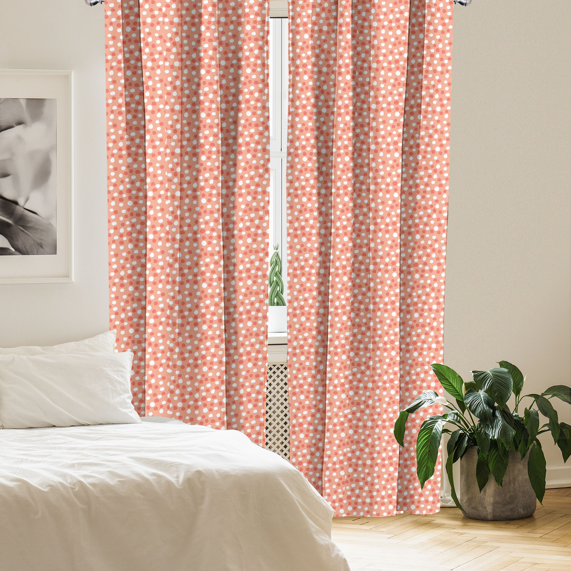 East Urban Home Retro 4-Panel Curtains, Pastel Deformed Circles Burnt ...