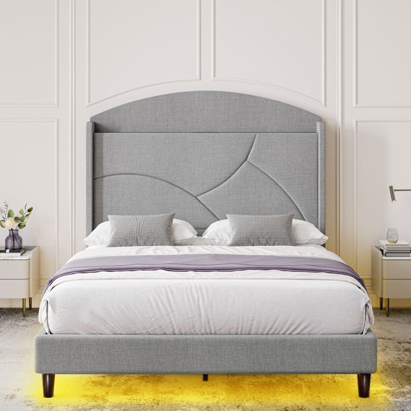 Ivy Bronx Kazys Upholstered Metal Wingback Bed | Wayfair