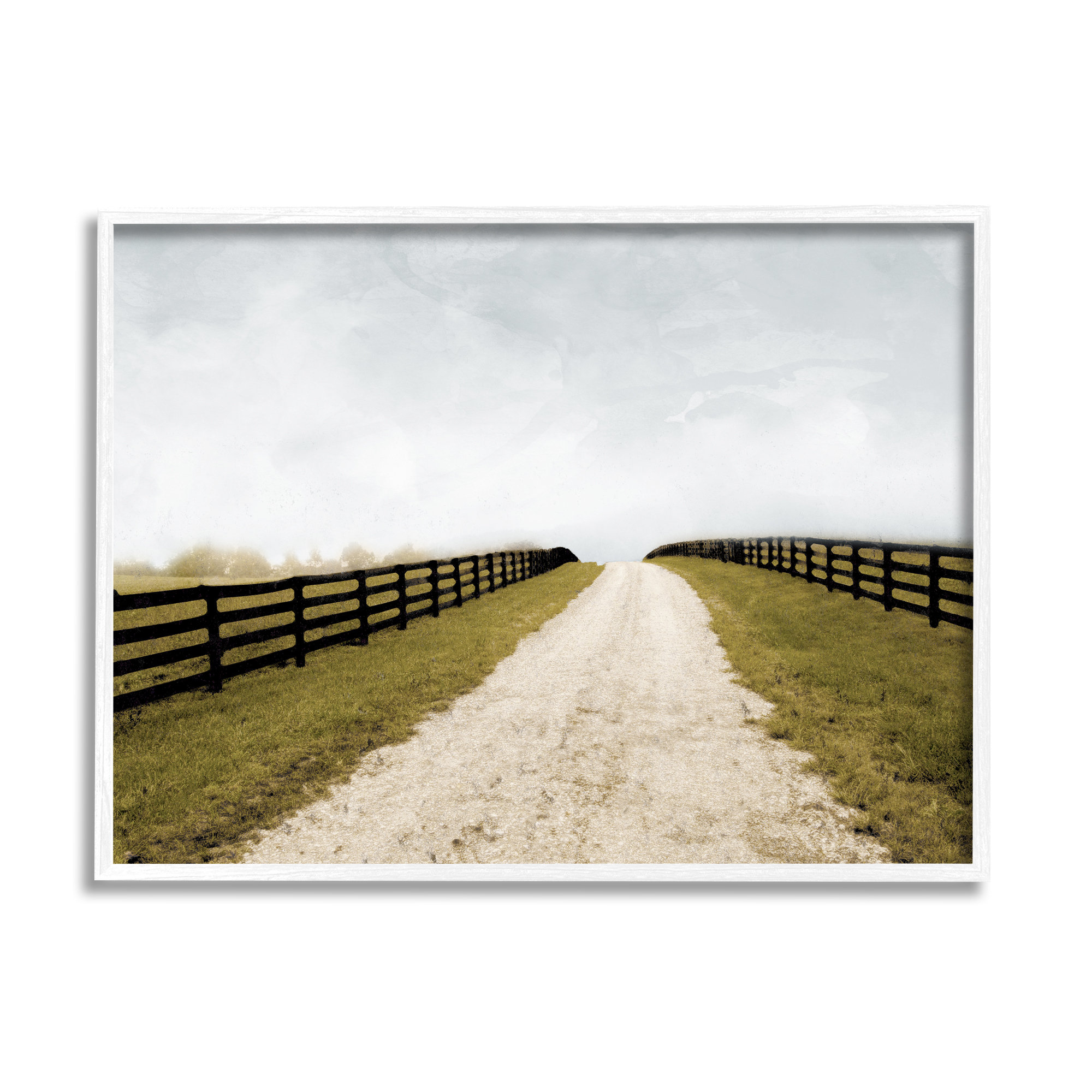 Stupell Industries Bb-331-Framed Farmland Path With Fence Framed On ...