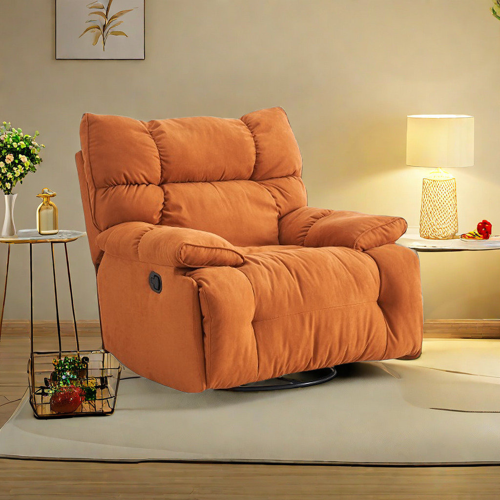Comfort Zone Furniture.e Suede Recliner With 360° Swivel And Plush ...