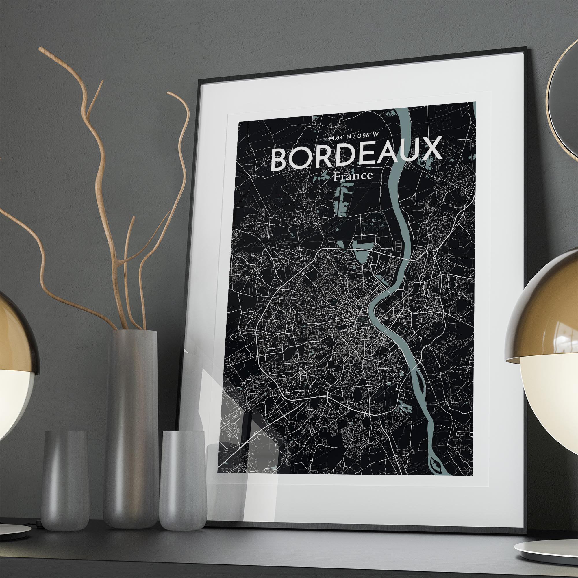 17 Stories Bordeaux City Map Graphic Art In Midnight - Wayfair Canada