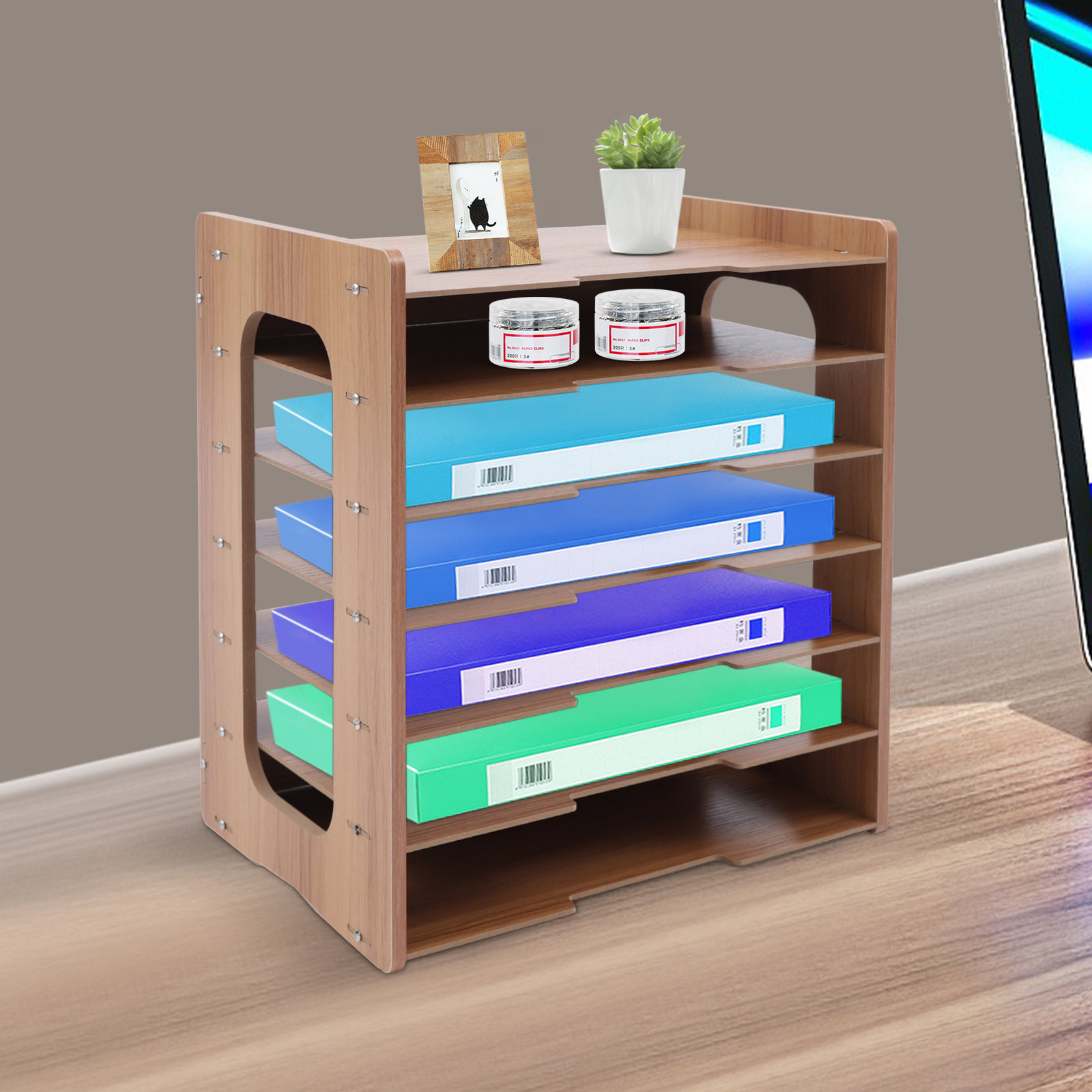 Inbox Zero Jefto 7 Tier Wood File Paper Organizer & Reviews | Wayfair