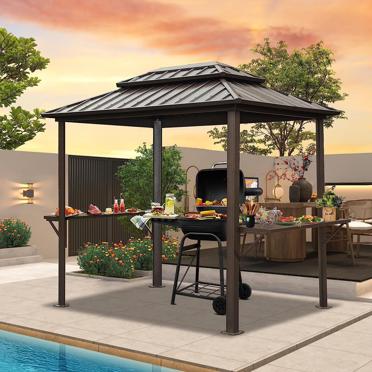 Domi Louvered 8 Ft. W x 6 Ft. D Aluminum Grill Gazebo & Reviews | Wayfair
