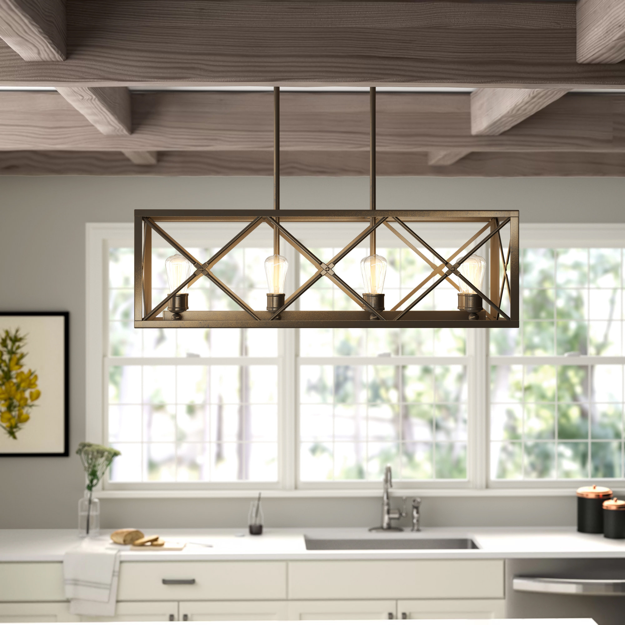 Gracie Oaks Maly 8-Light Kitchen Island Linear Pendant & Reviews | Wayfair