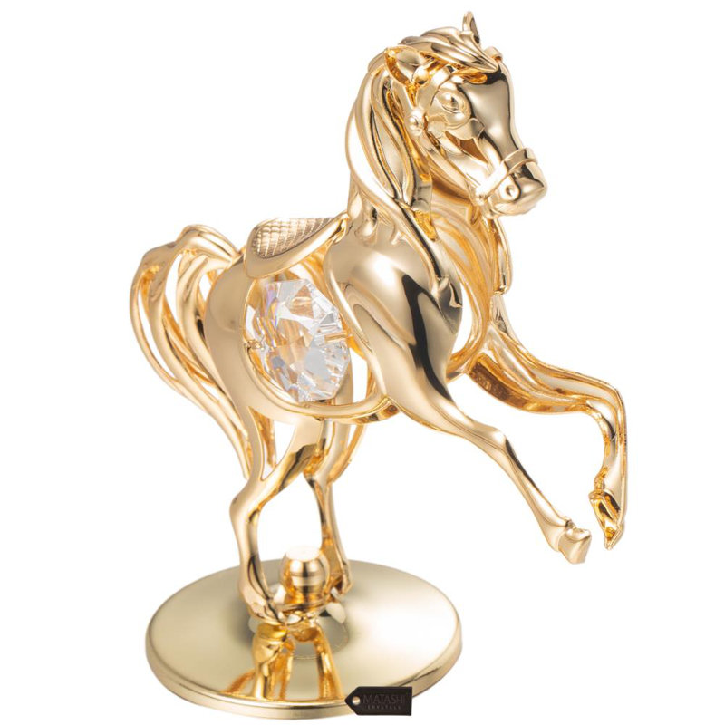 Matashi Crystal 24K Gold Plated Crystal Studded Horse On a Pedestal ...