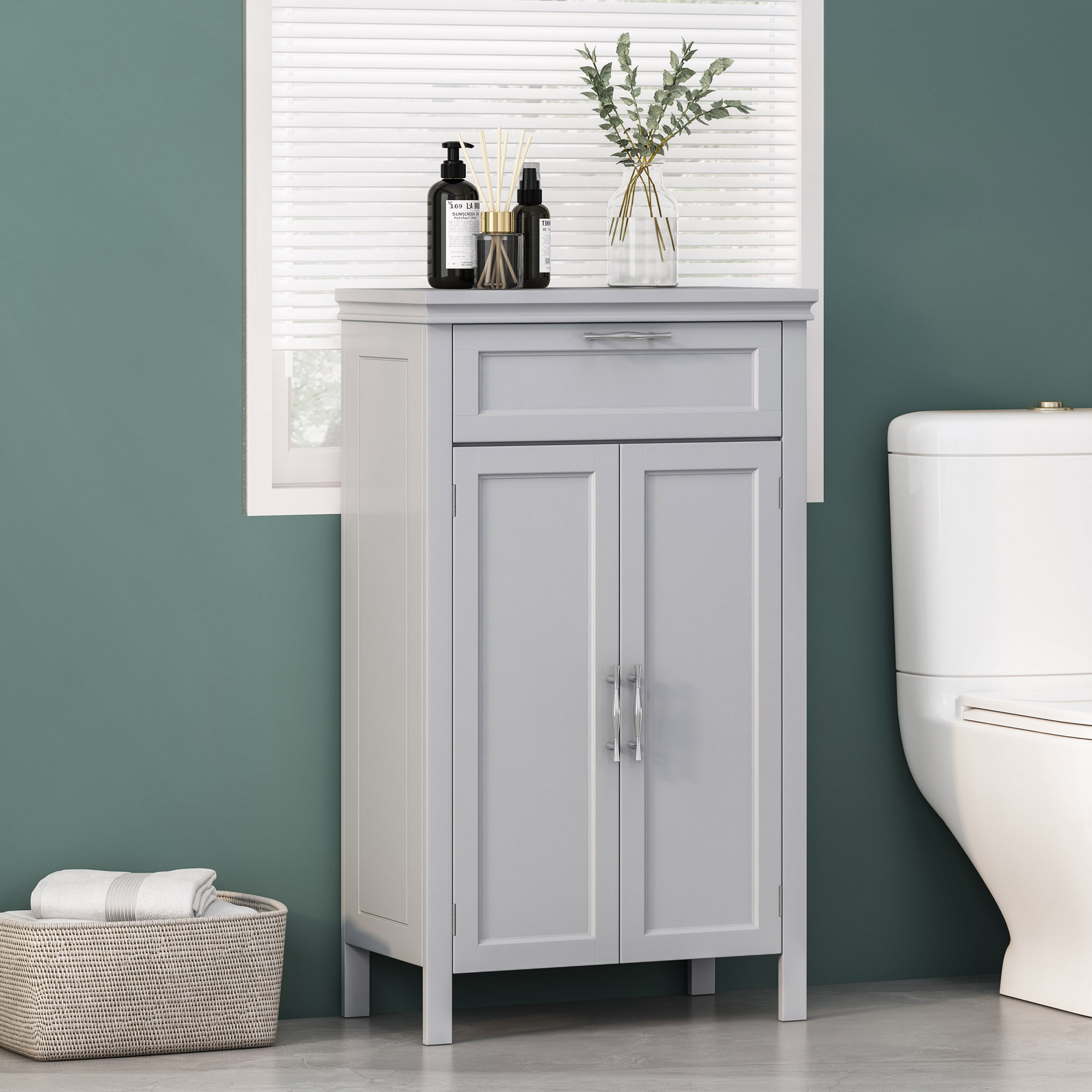 Winston Porter FLOOR CABINET DRAWER CABINET BATHROOM STORAGE CHEST ...