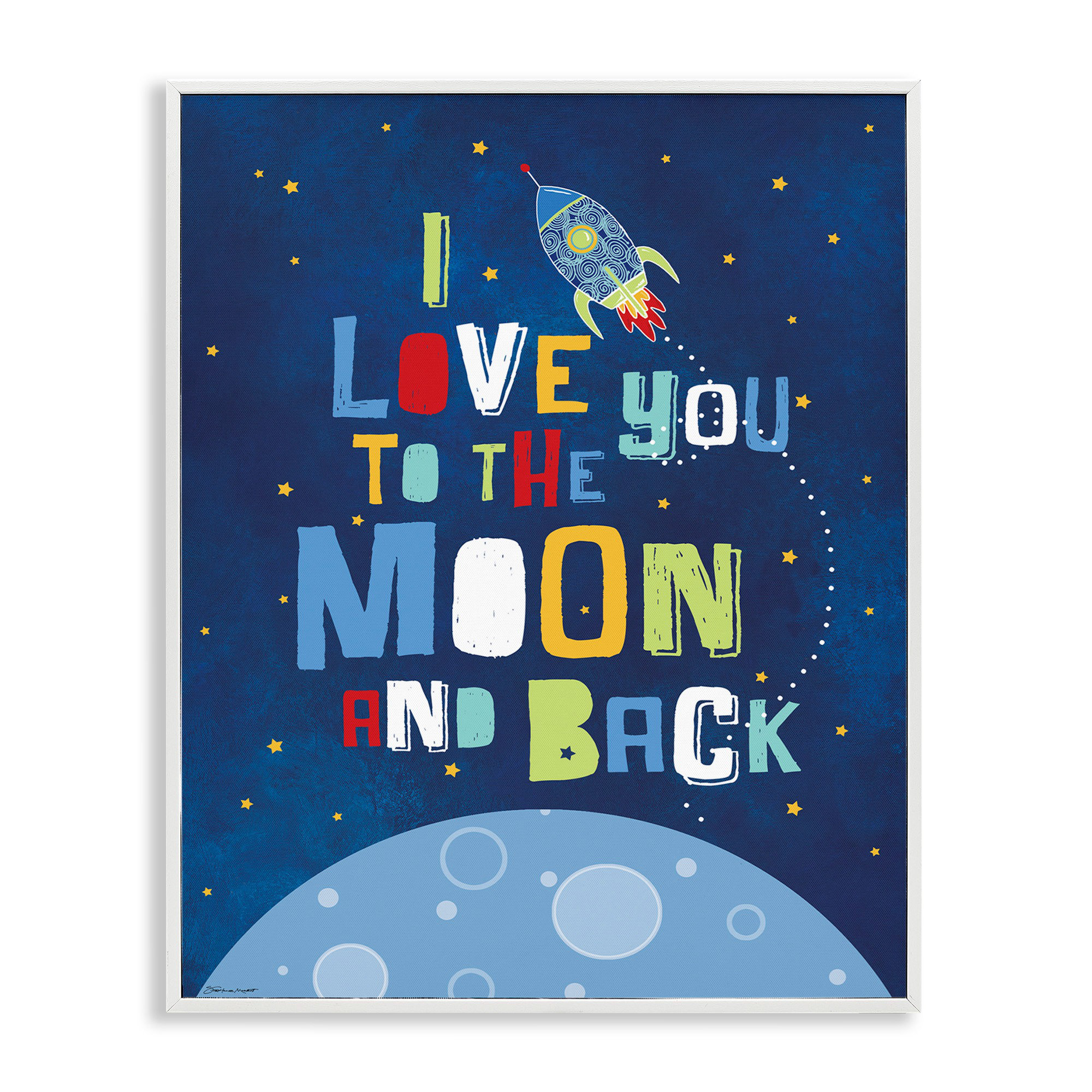 Harriet Bee I Love You Moon and Back Rocket Ship Canvas Wall Art ...