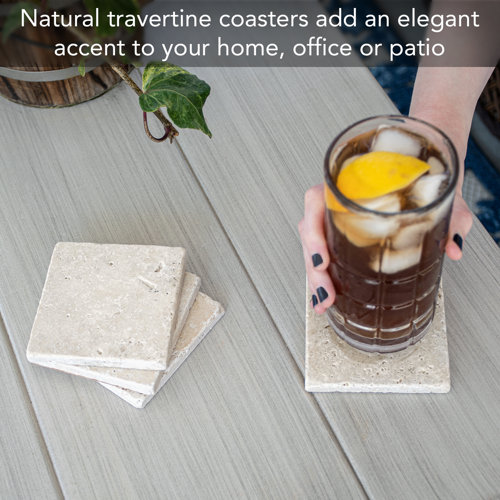 CounterArt Stoneware Square 4 Piece Coaster Set | Wayfair