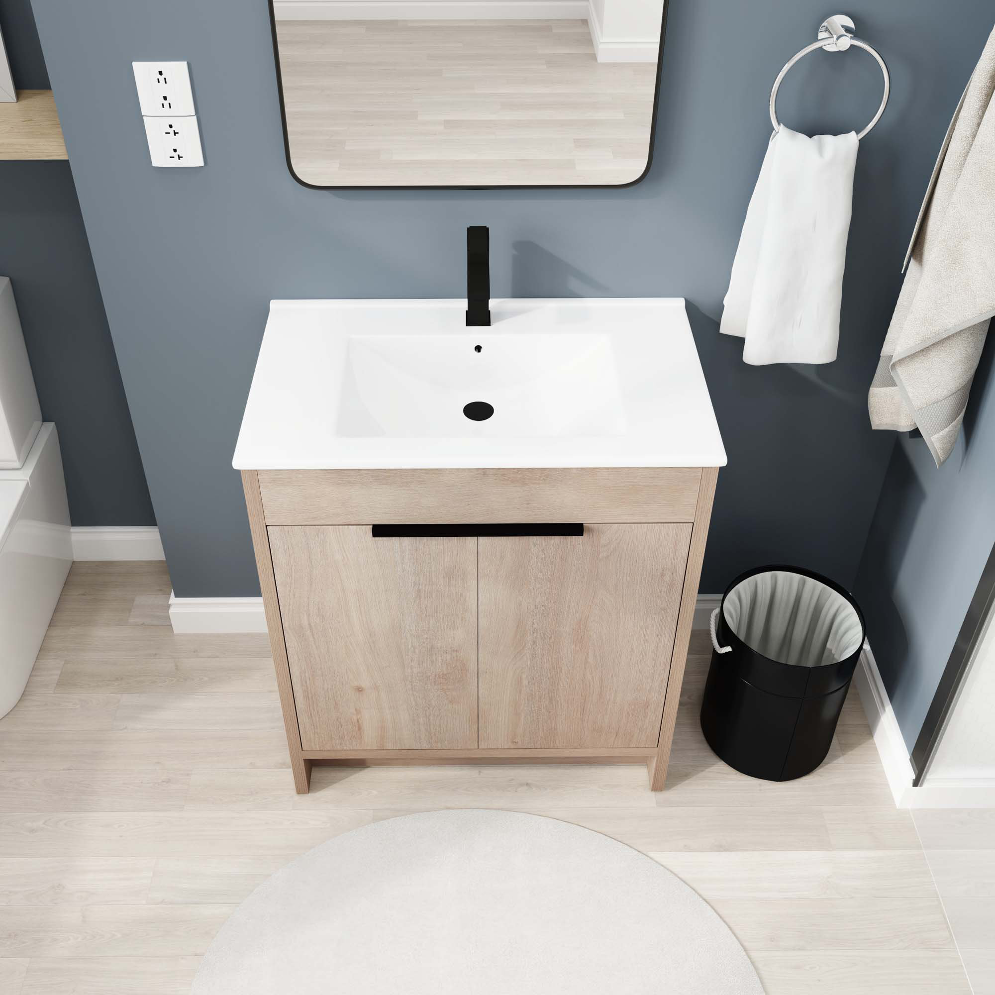 Ebern Designs Meuble-lavabo autoportant simple 30 po avec comptoir en ...