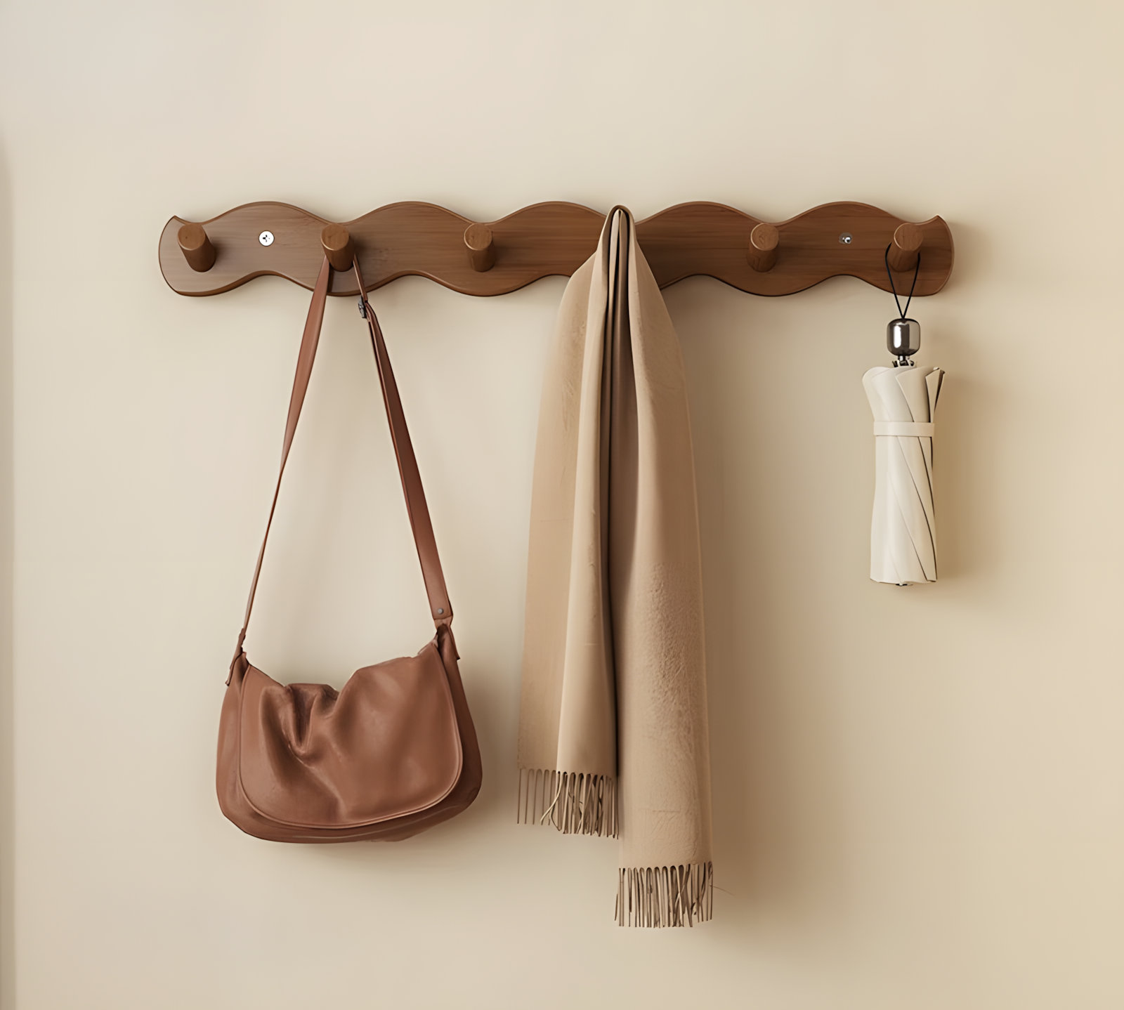 Ivy Bronx Wall Mounted Coat Rack With Hooks, Space Saving Wall Hanging ...
