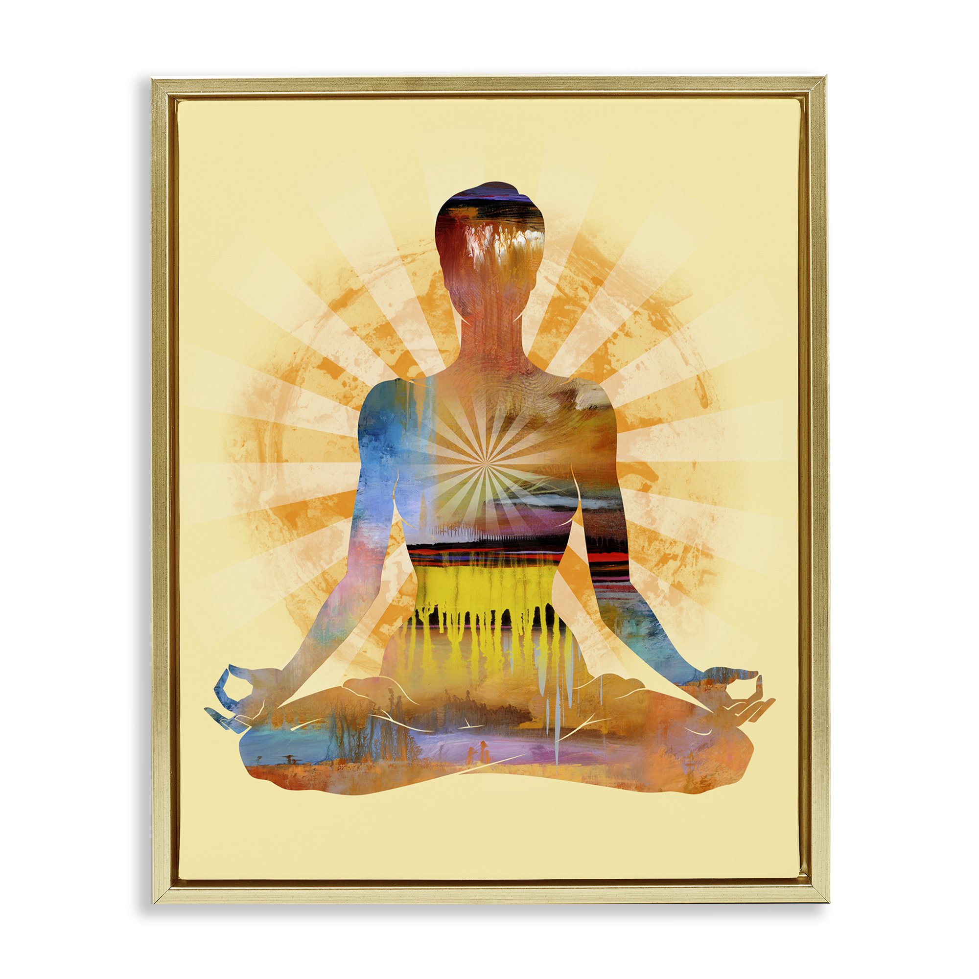 Winston Porter Mindful Meditation Pose Framed Floater Canvas Wall Art ...