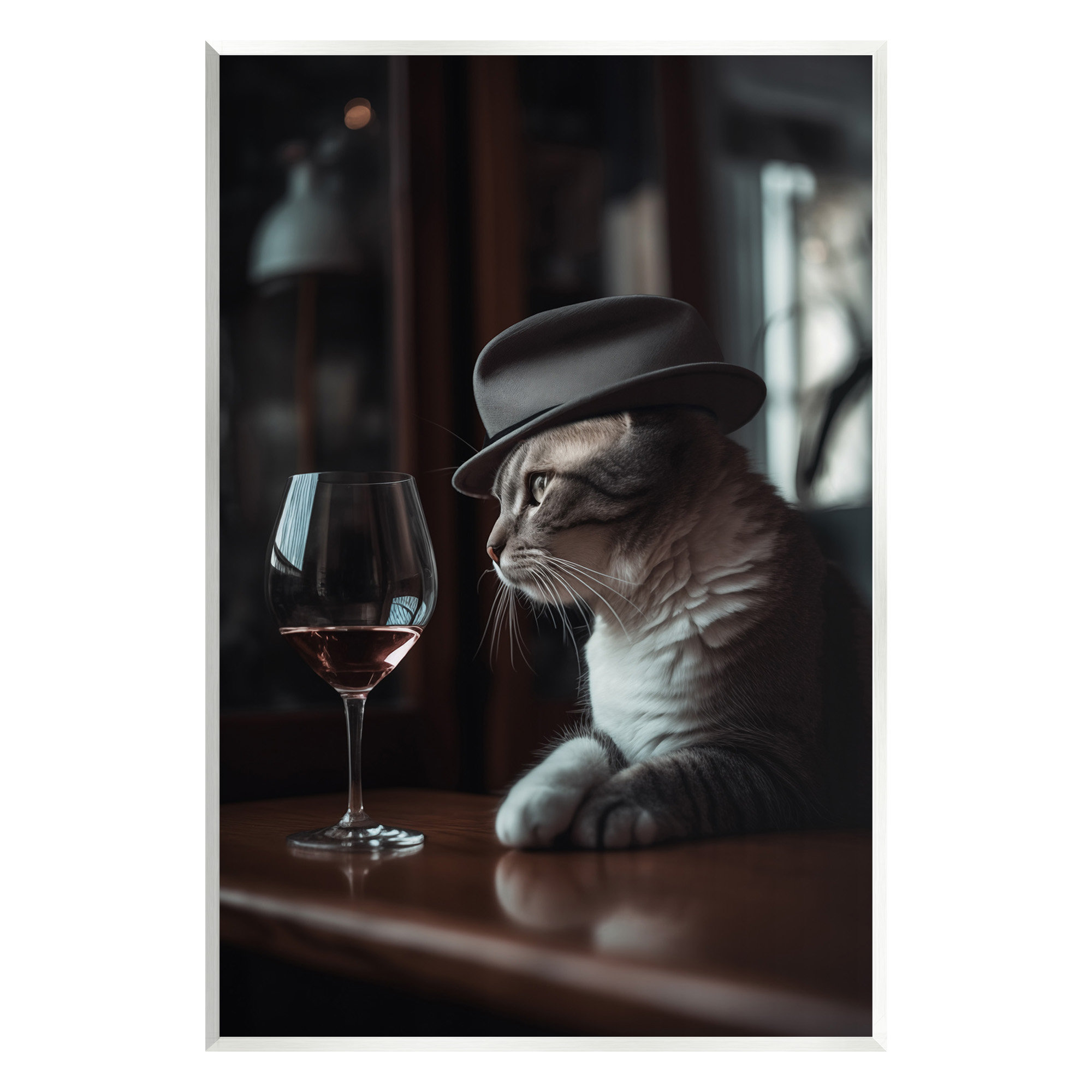 Ebern Designs Classy Cat at Bar Wall Plaque Art by Ziwei Li | Wayfair