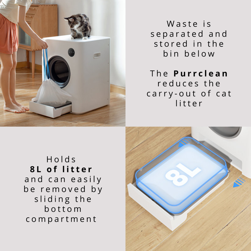 INSTACHEW Purrclean Automatic Cat Litter Box Spill-Proof litter Waste ...
