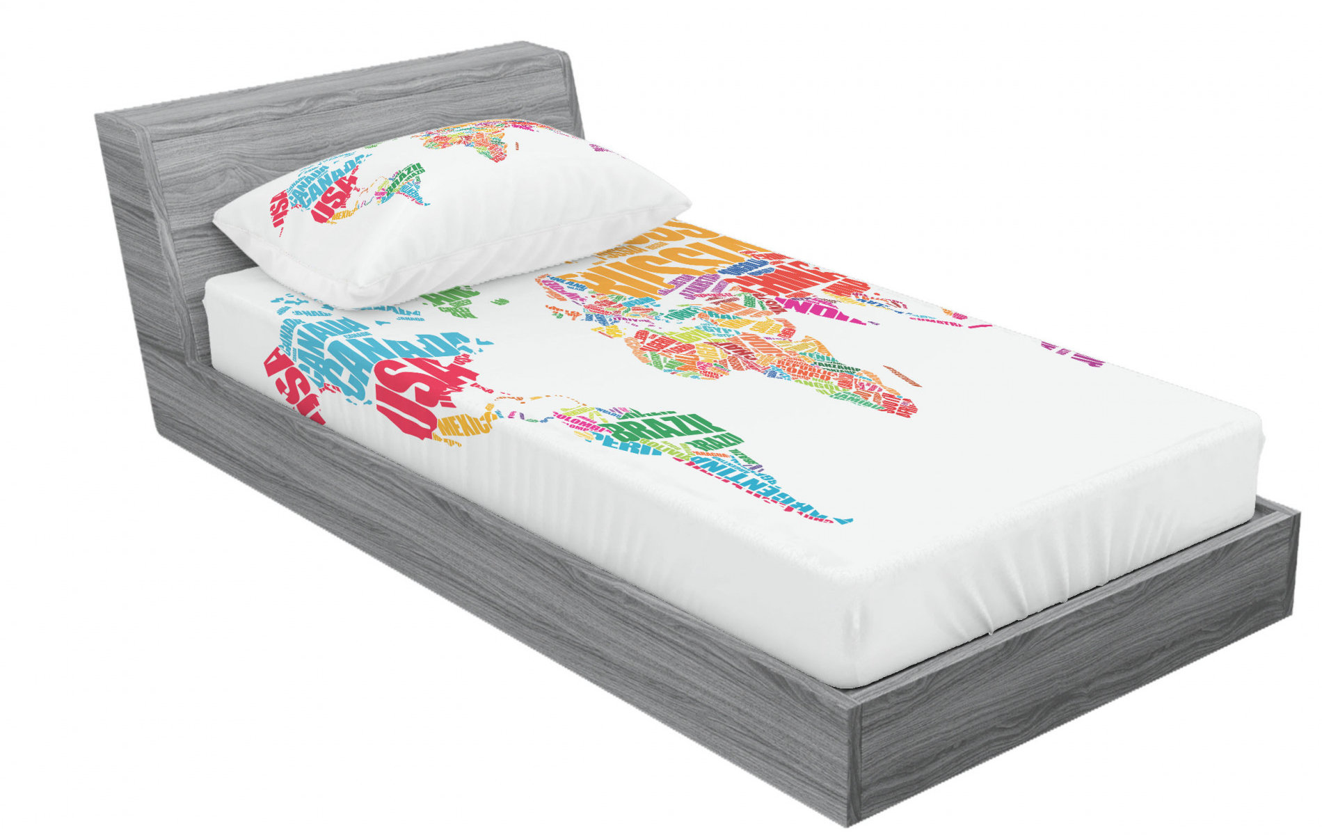 Ambesonne World Map Sheet Set | Wayfair