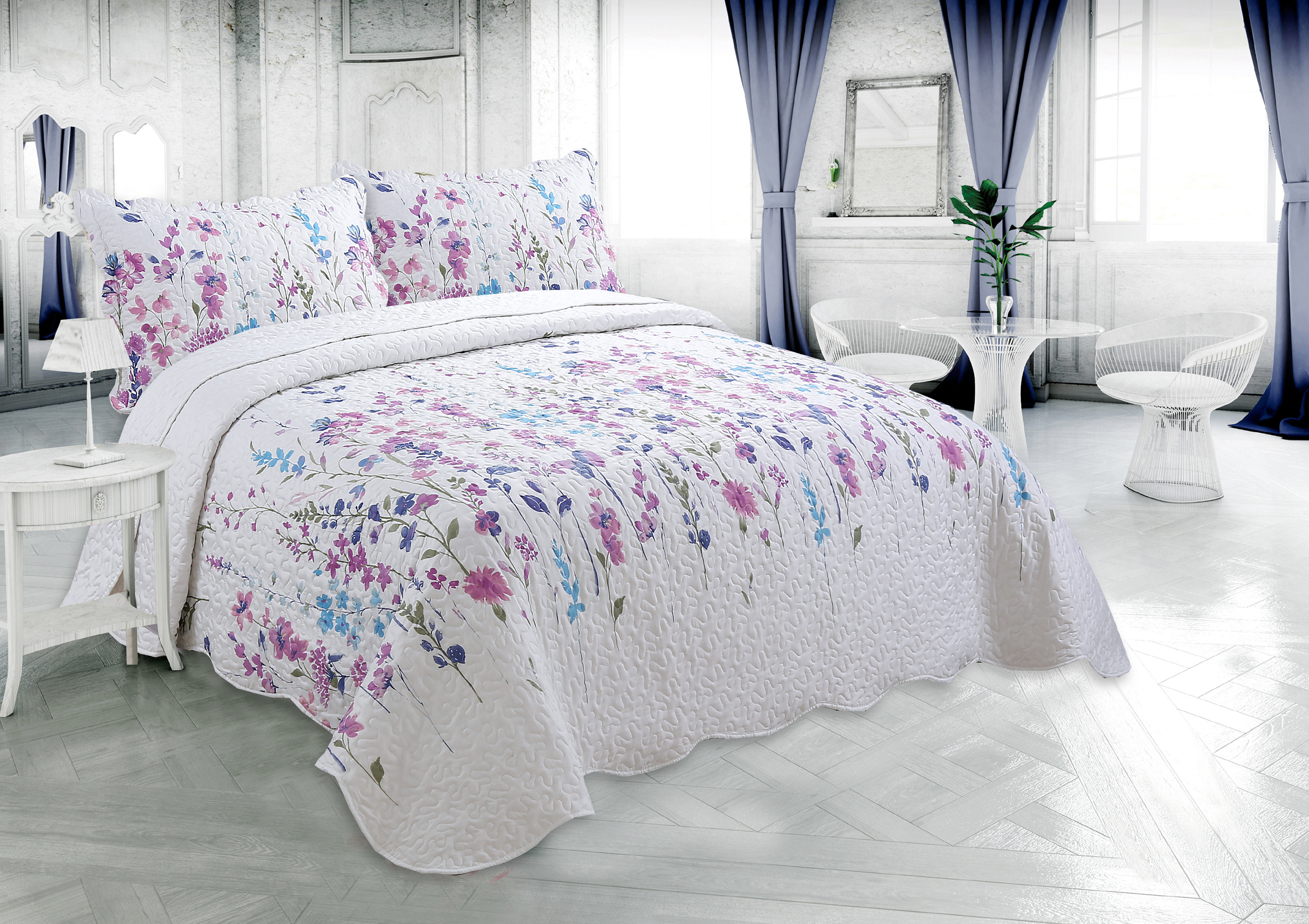 Marina Decoration Marina Decoration Rich Printed Stitching Coverlet ...