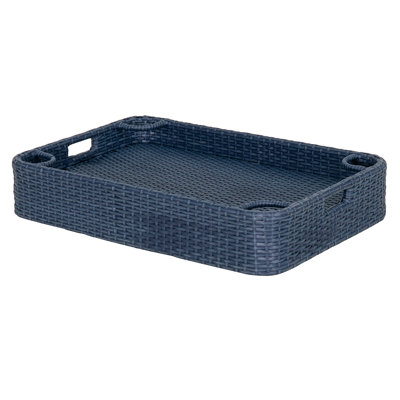 Sunjoy Wicker Floating Tray 24x24 inch Aluminum Frame Pool Tray ...
