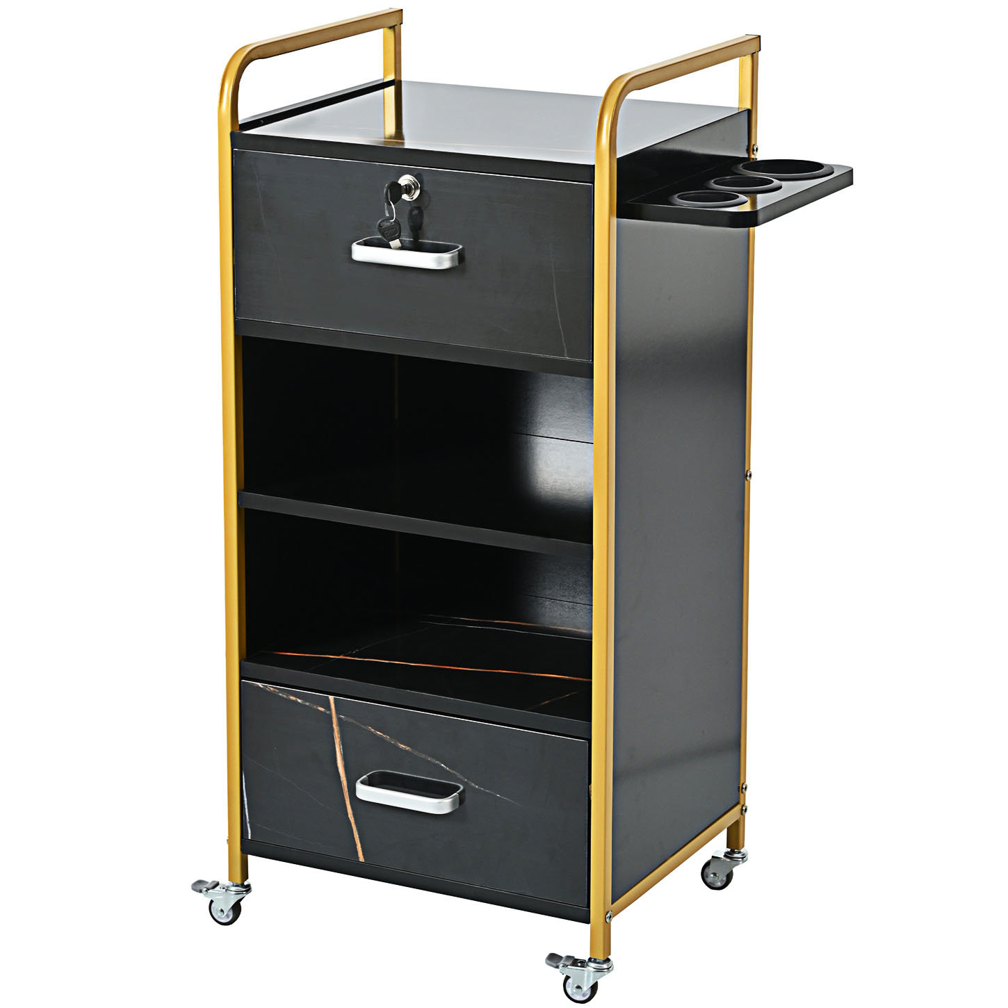 Mercer41 Locking Salon Storage Cabinet, Barber Salon Styling Station ...