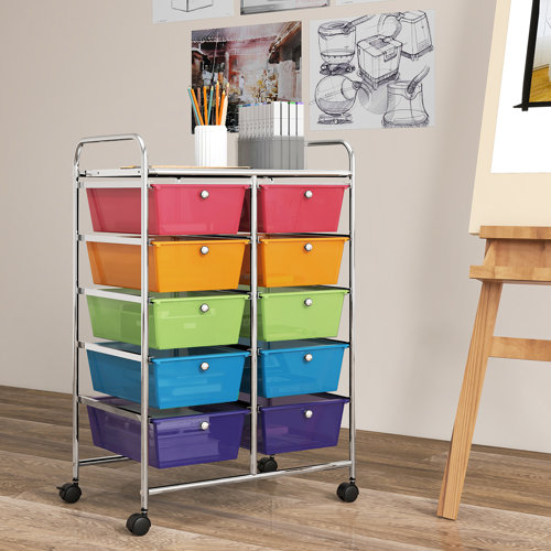 Rebrilliant Milin 10 Drawer Storage Drawer with Locking Wheels | Wayfair