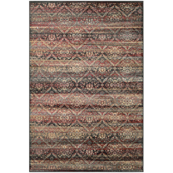 Bungalow Rose Doughlin Geometric Red/Black Area Rug & Reviews | Wayfair