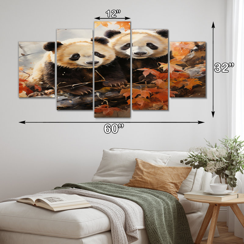 Design Art China Art Pandas Playful I - Animals Metal Wall Decor Set ...