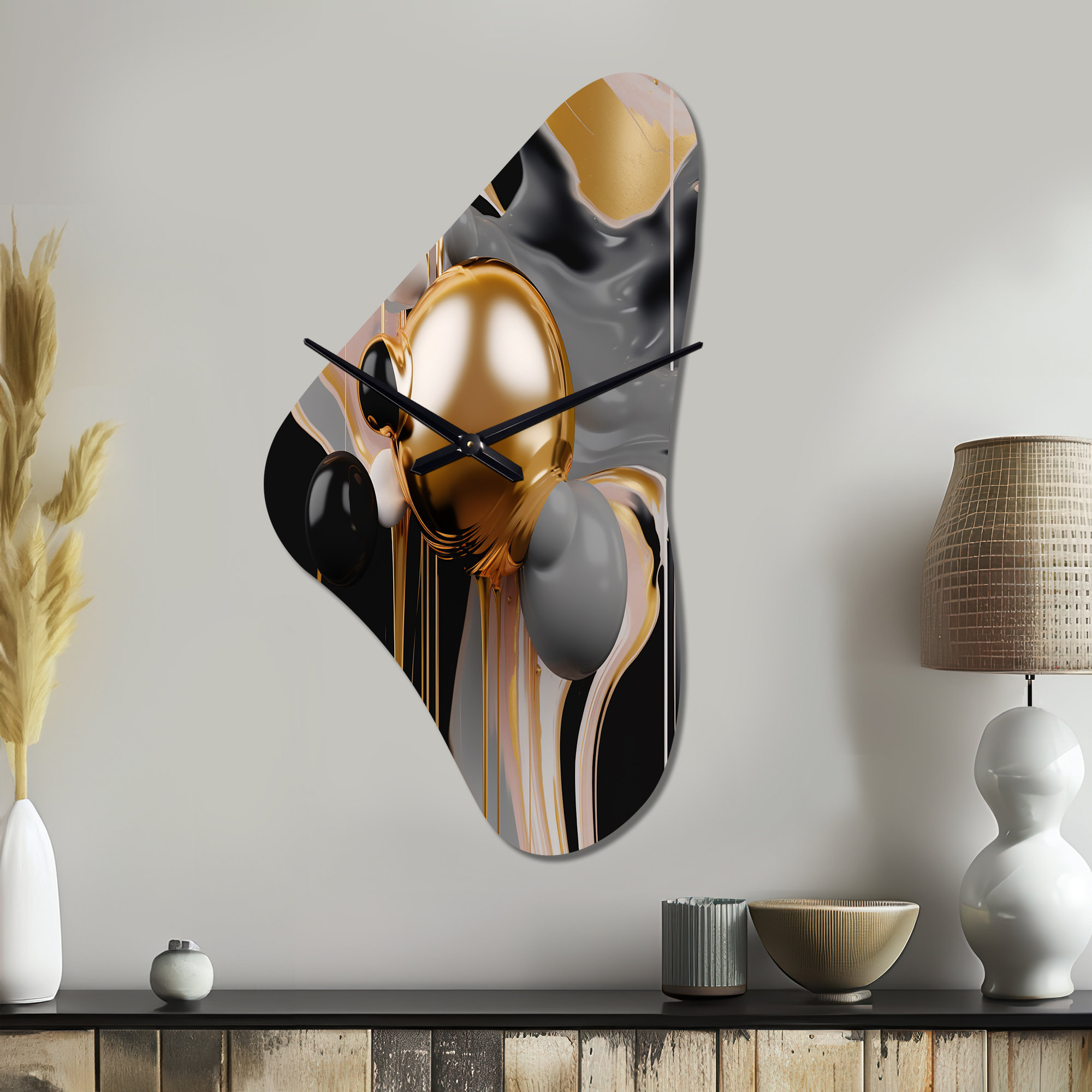 East Urban Home Nouchee Gold and Black Mystic MÚlange II - Unique Shape ...