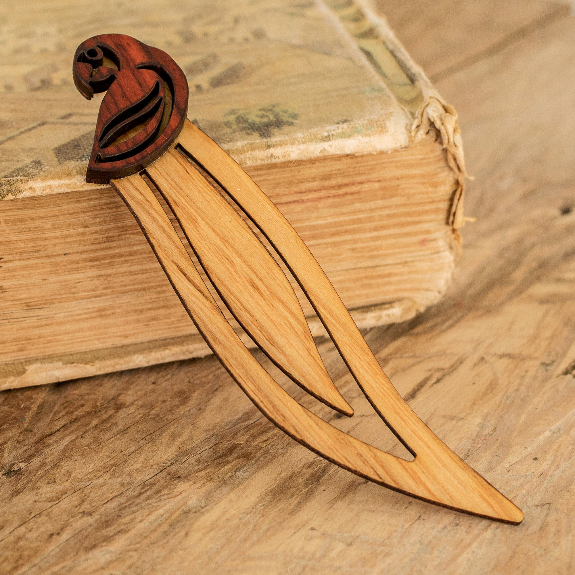 Lark Manor™ Handmade Intellectual Macaw Teak Wood Bookmark | Wayfair