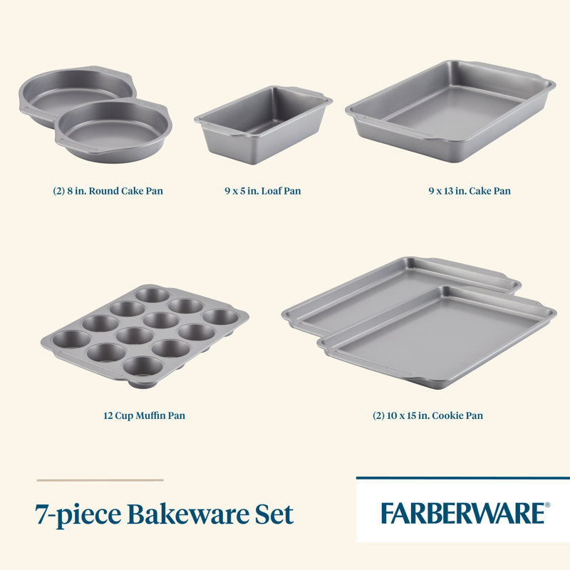 Farberware Nonstick Bakeware Set, 7-Piece, Gray | Wayfair