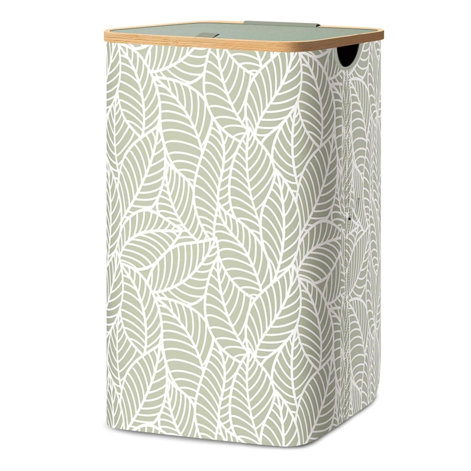 Bay Isle Home™ Tall Laundry Hamper with Lid and Bamboo Pull Handles ...