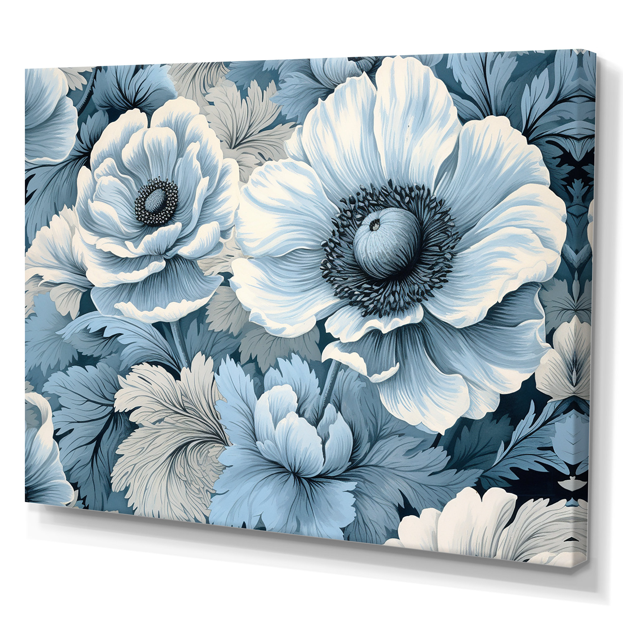 Winston Porter Euphoria Blue And Gray Poppies On Canvas Print | Wayfair