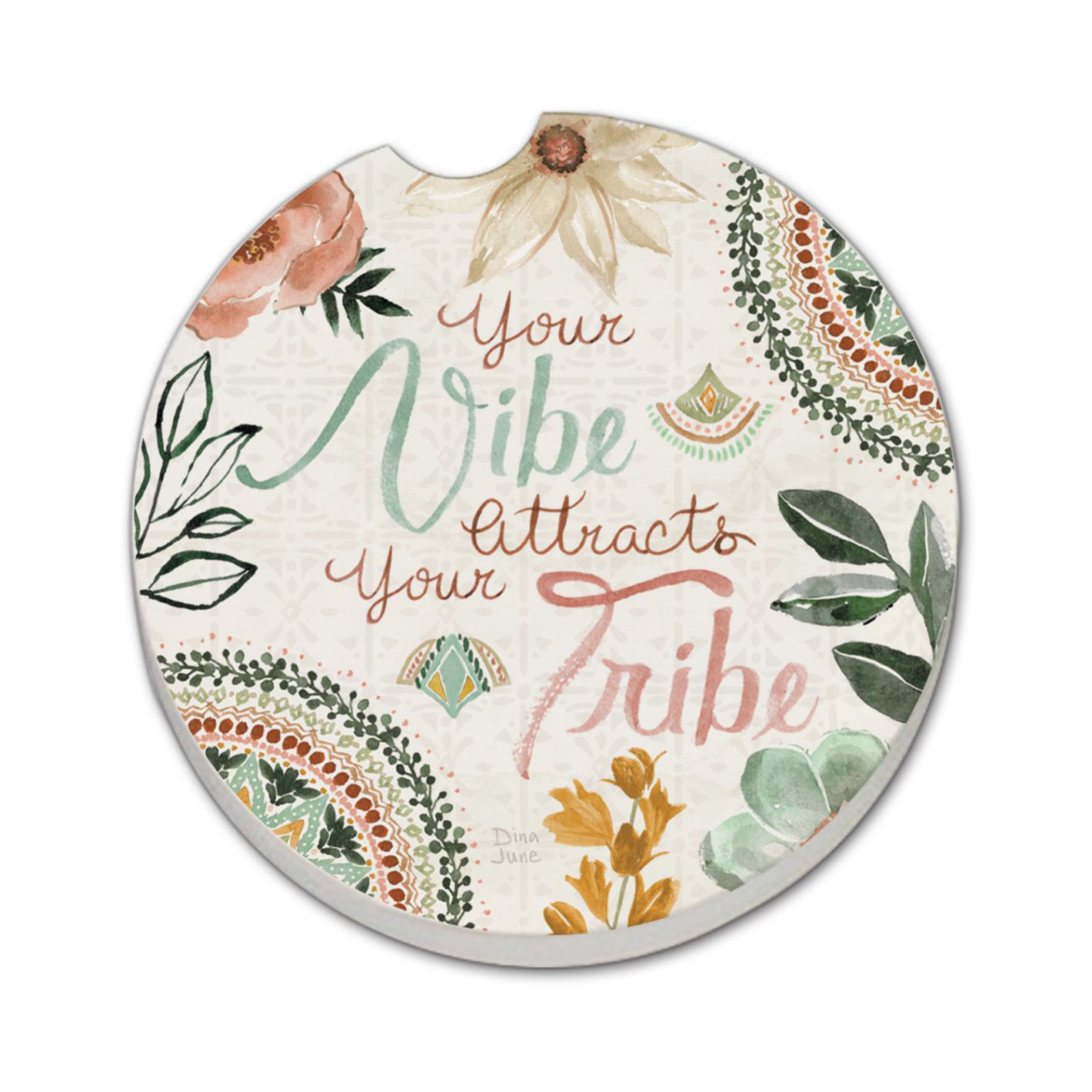 East Urban Home Tribe Vibe Single Round Absorbent Stone Car Coaster ...